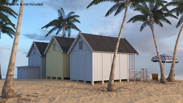 modelo 3d Cabañas de playa en la orilla del mar con gente - TurboSquid ...