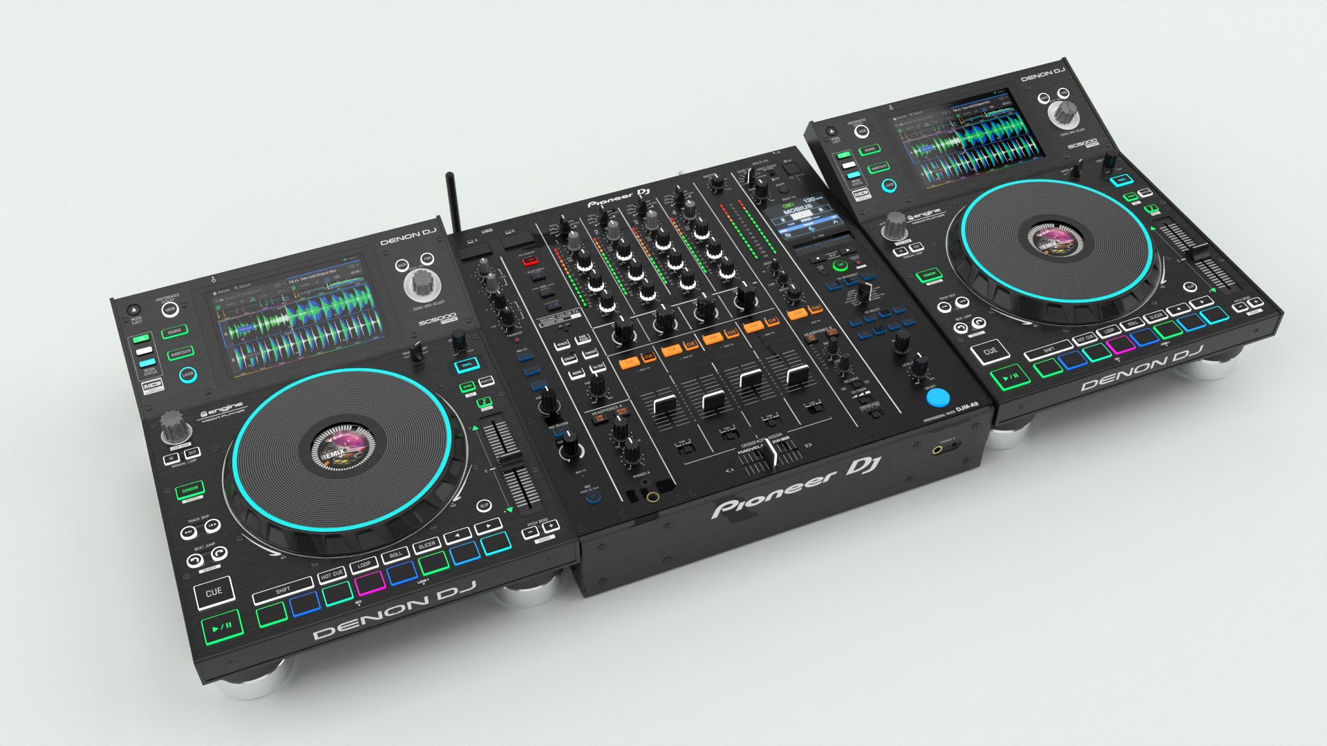 Denon DJ Media Player SC5000 PRIME And Pioneer DJM-A9 Mixer Model - TurboSquid 2121800