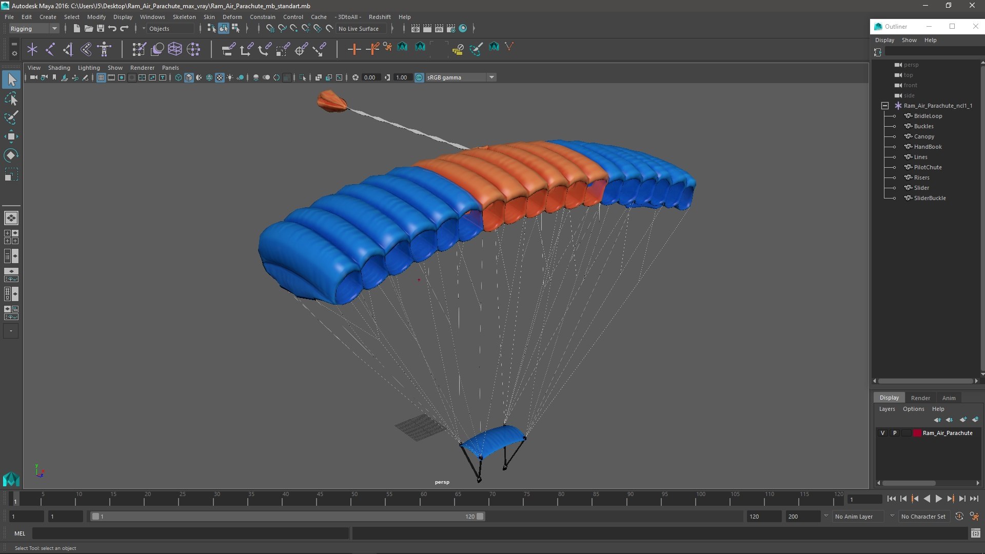 3d Ram Air Parachute Turbosquid 2219456