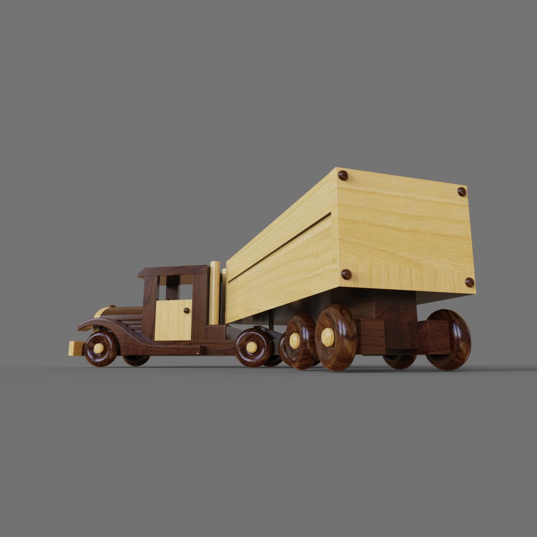 3D Simple Wood Toy Truck With Trailer DIY - TurboSquid 2281551