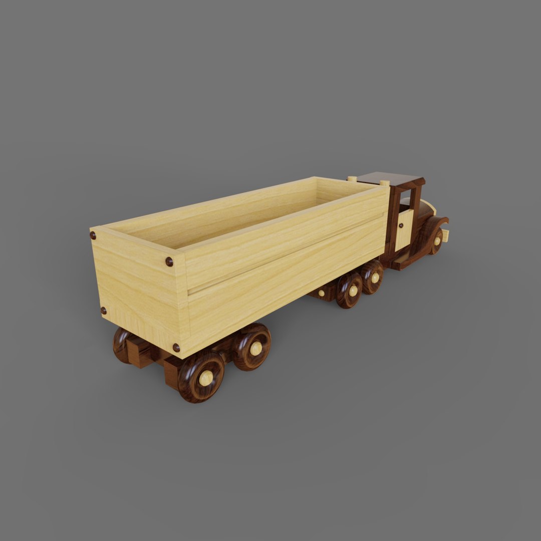 3D Simple Wood Toy Truck With Trailer DIY - TurboSquid 2281551
