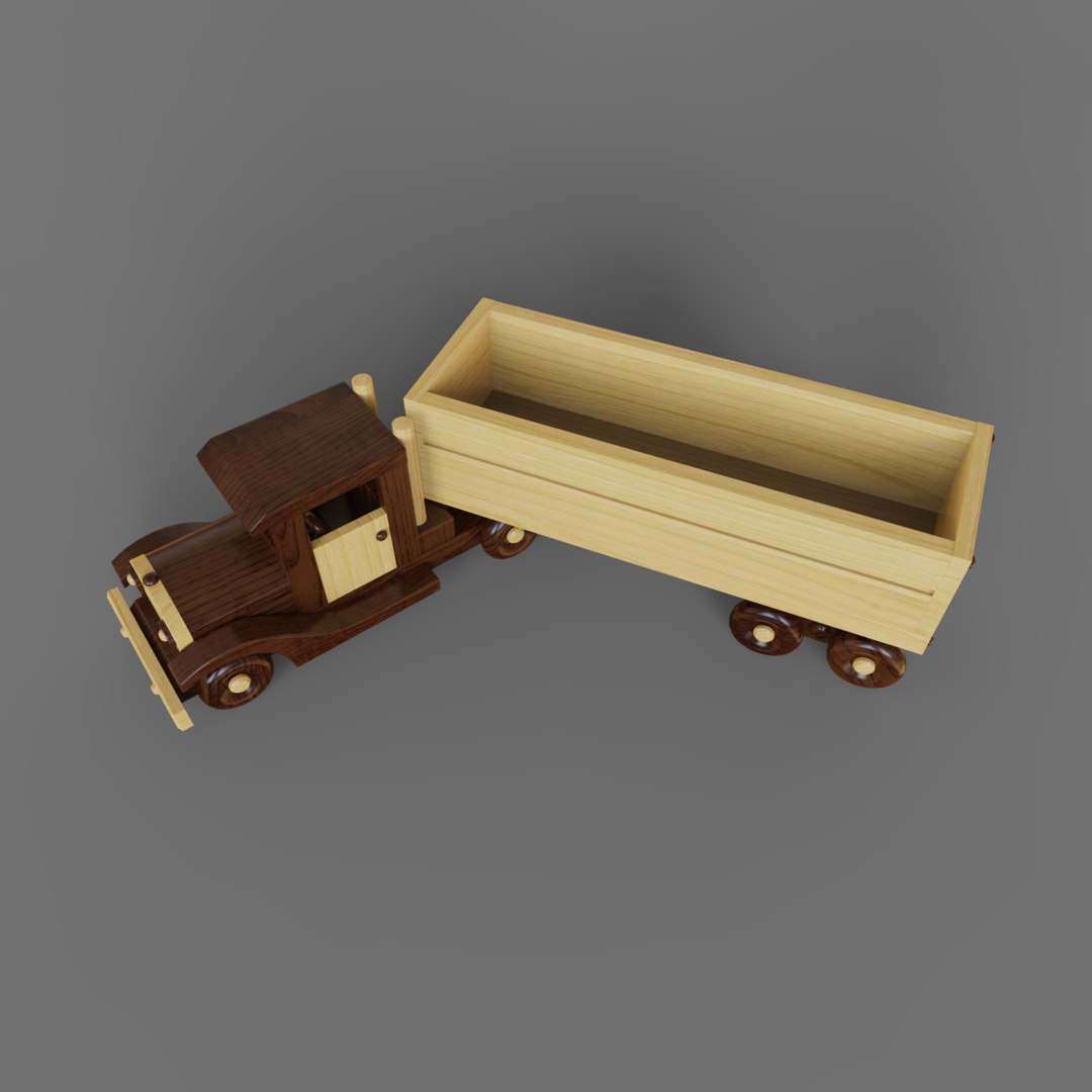 3D Simple Wood Toy Truck With Trailer DIY - TurboSquid 2281551