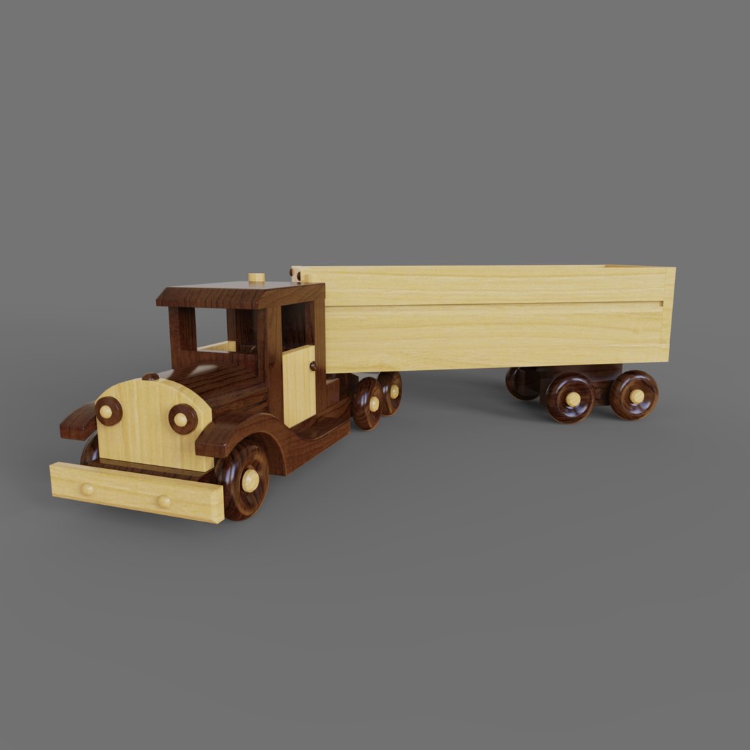 3D Simple Wood Toy Truck With Trailer DIY - TurboSquid 2281551