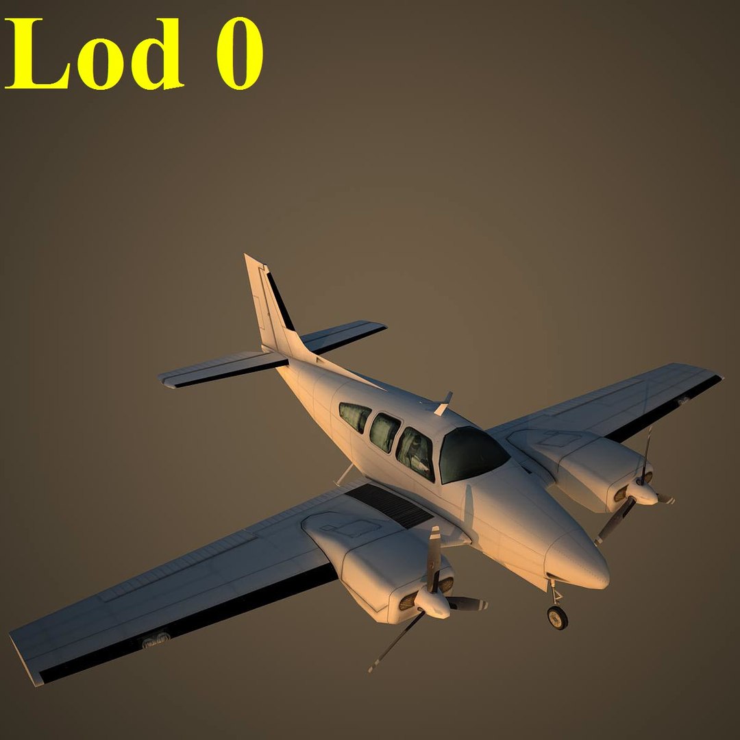 3d model beech 58 basic aircraft
