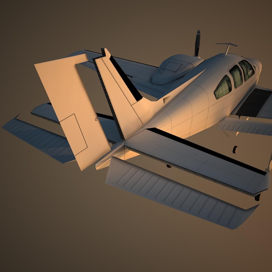 3d model beech 58 basic aircraft