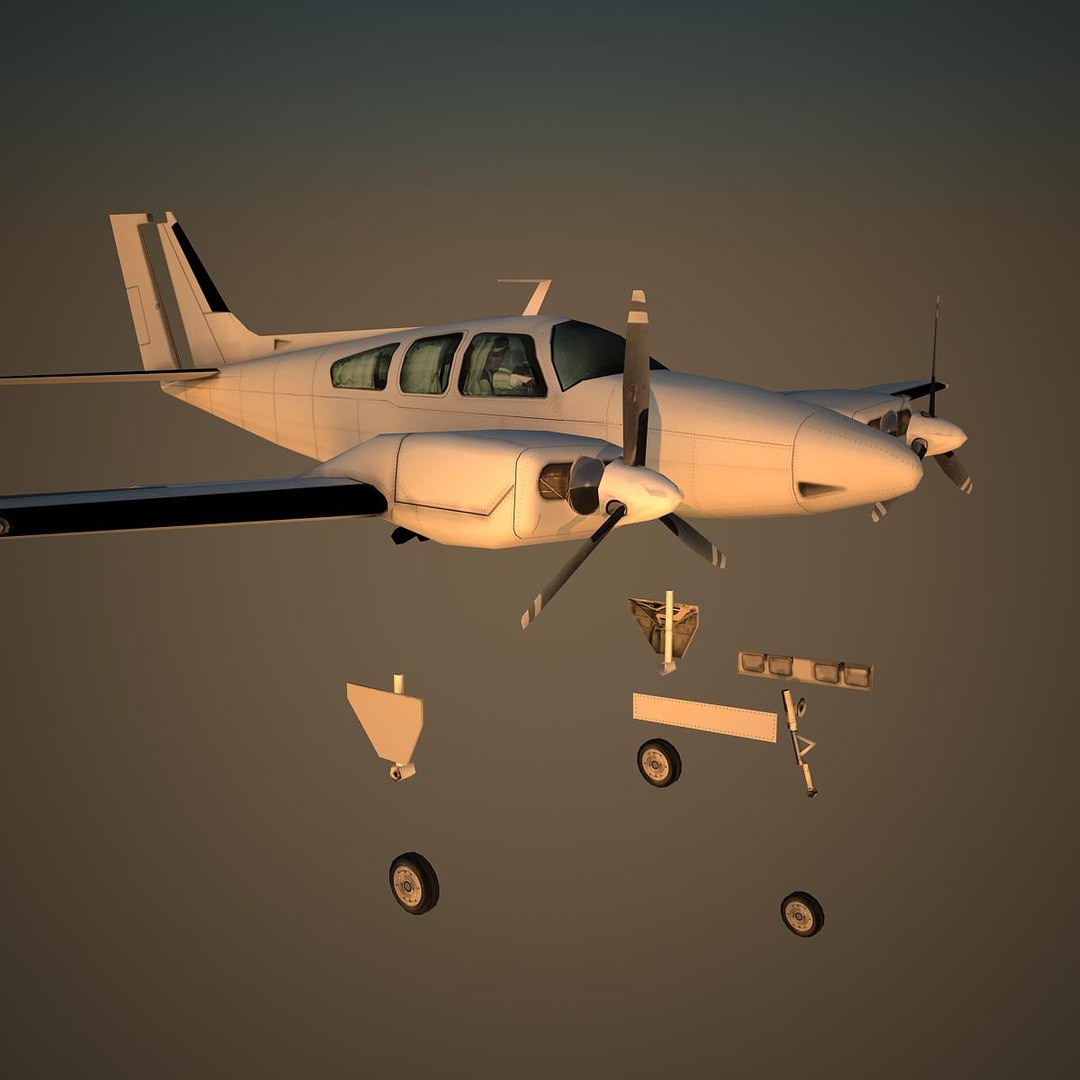 3d model beech 58 basic aircraft