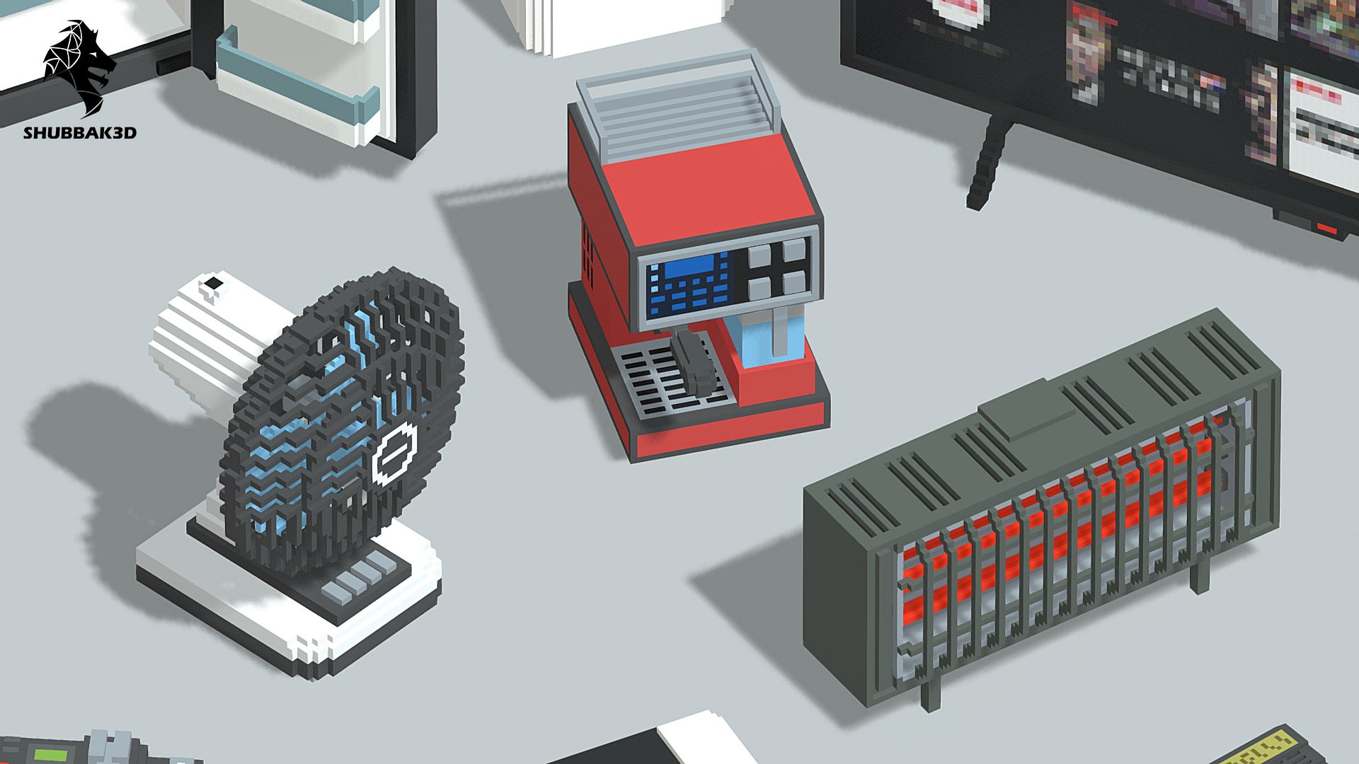 3D Voxel Electronics Pack 20 Items - TurboSquid 2022834