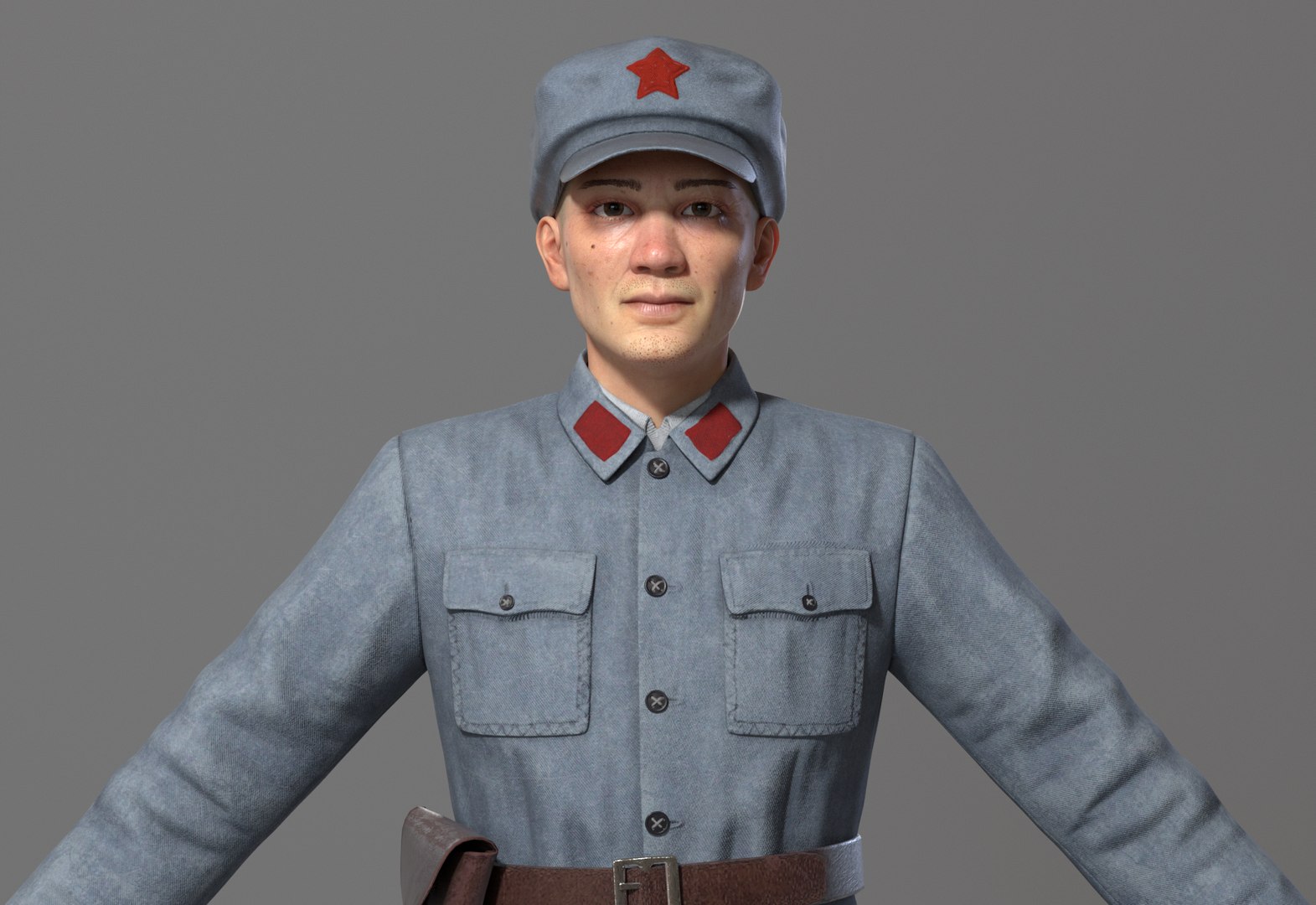 3D Asian Man The Red Army Model - TurboSquid 1772182