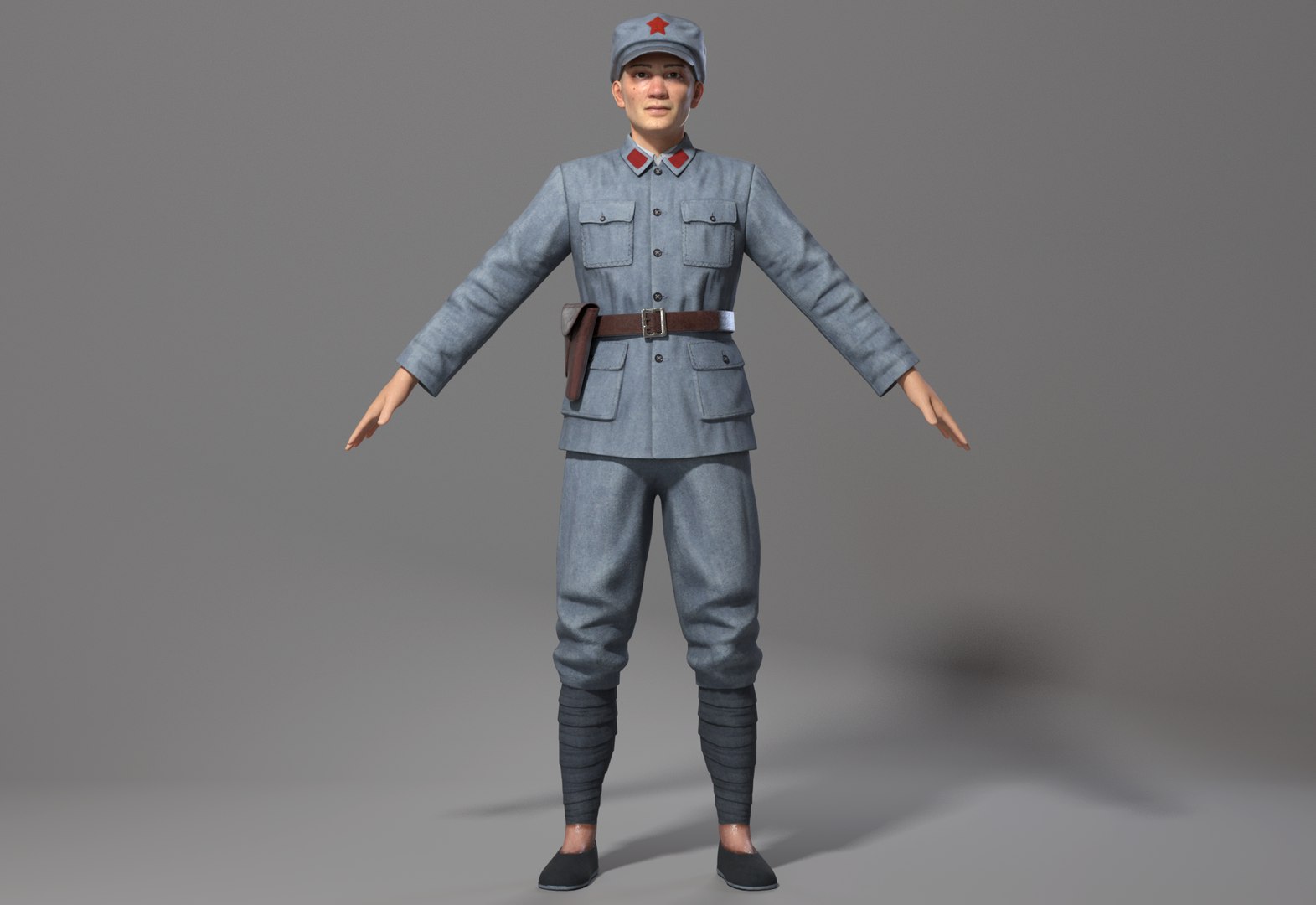 3D Asian Man The Red Army Model - TurboSquid 1772182