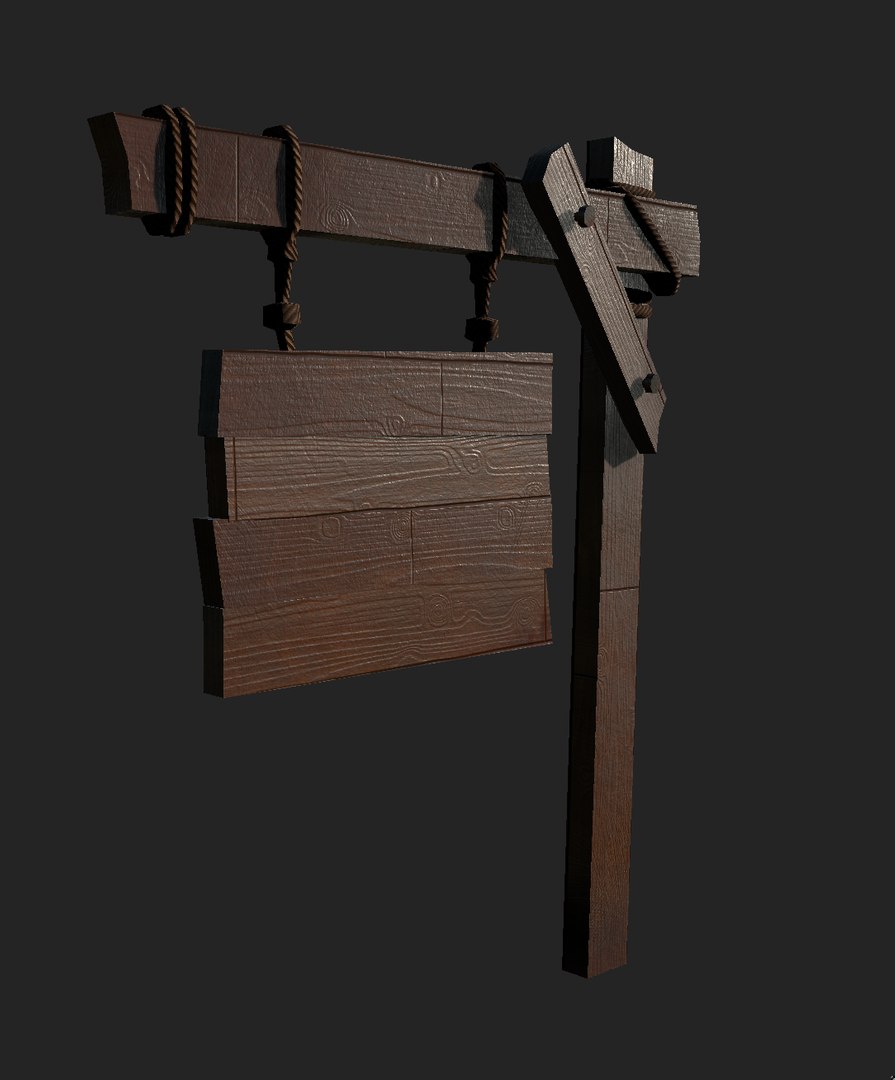 3D Hanging Wooden Sign - TurboSquid 1312215