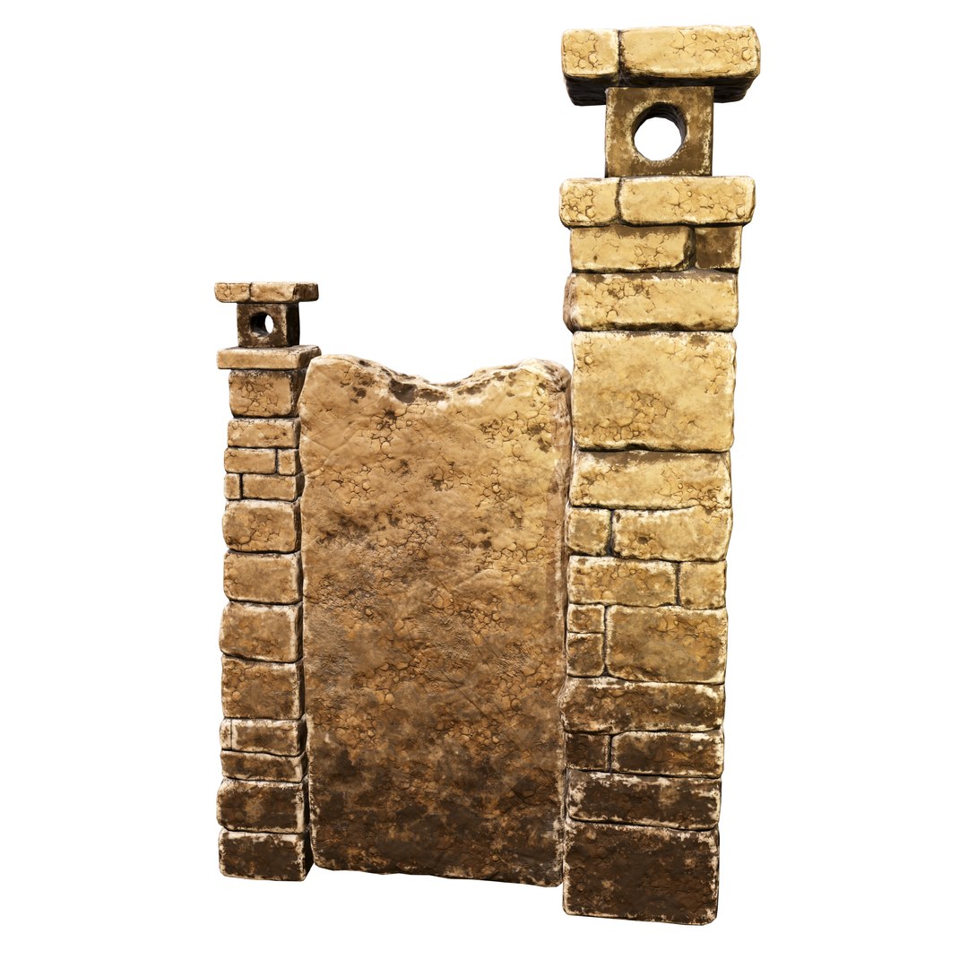 3D Stone Ancient Wall With Columns Model - TurboSquid 2336894