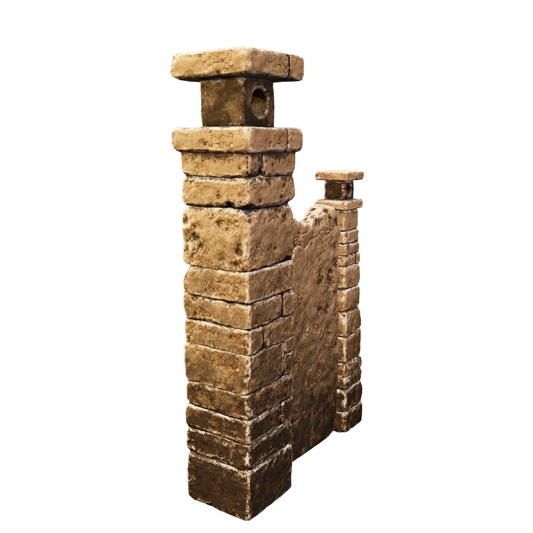 3D Stone Ancient Wall With Columns Model - TurboSquid 2336894