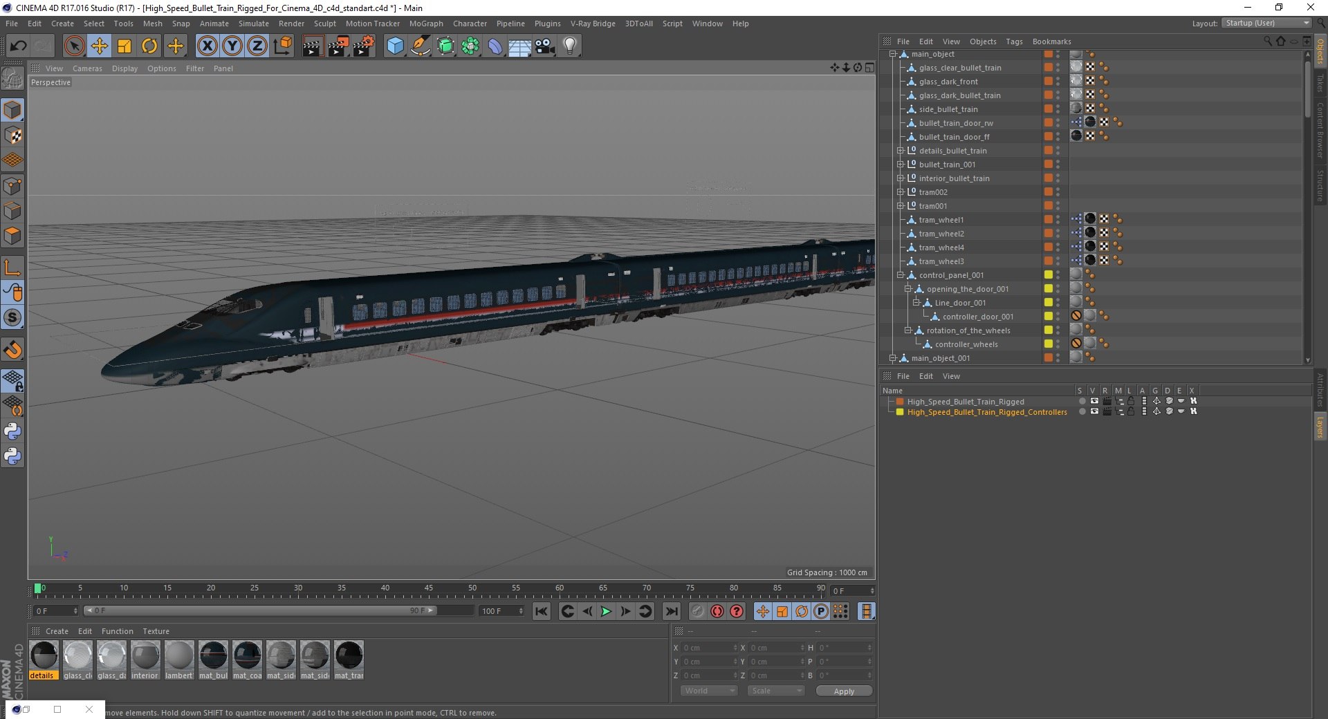 3D High Speed Bullet Train Rigged For Cinema 4D Model - TurboSquid 2022353