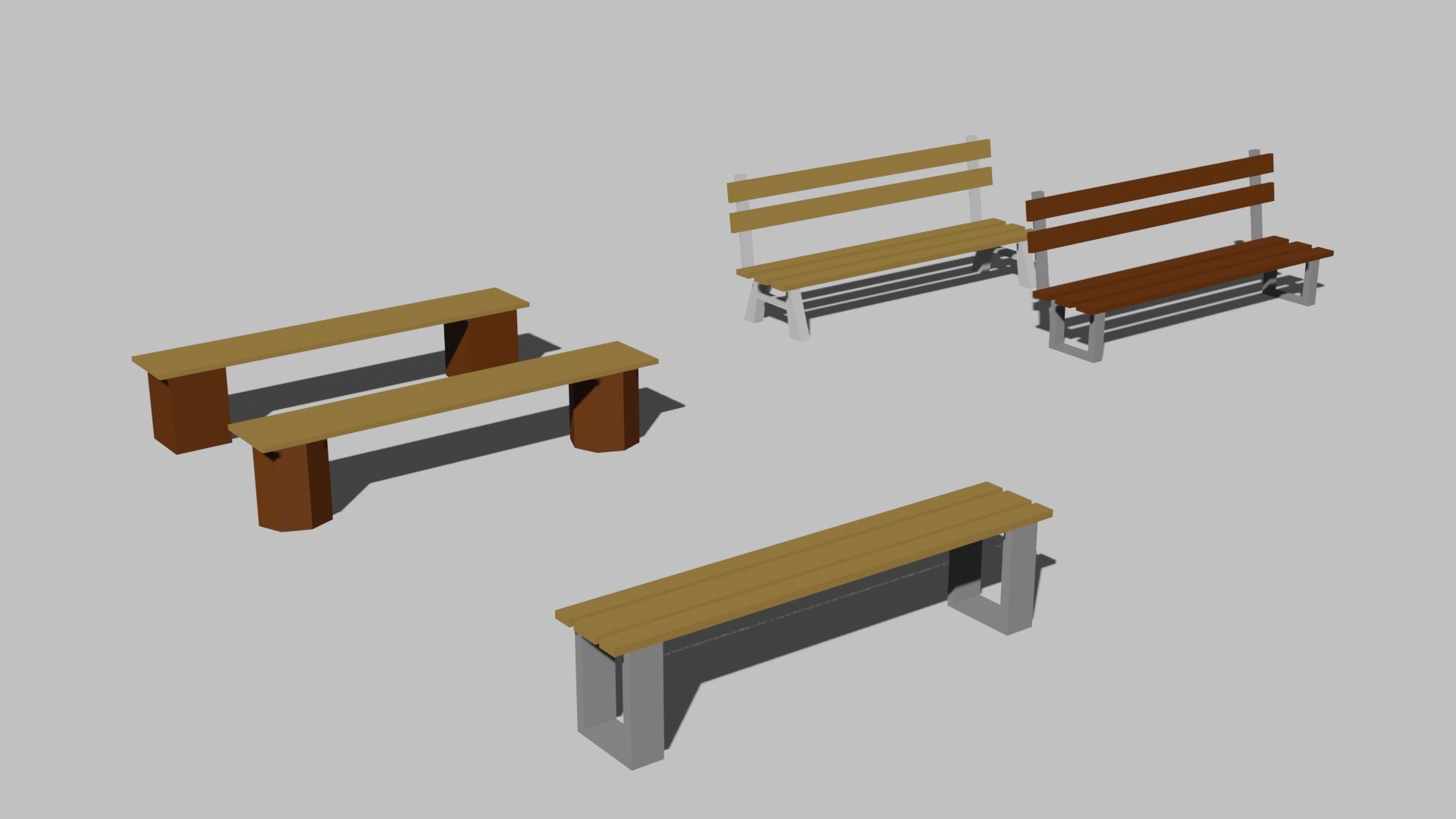 3D Benches And Fountain - Park Assets - TurboSquid 2094106