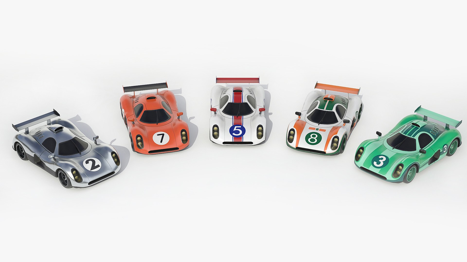 3D Low Poly Concept Racer Cars Le Mans Style - TurboSquid 2069540