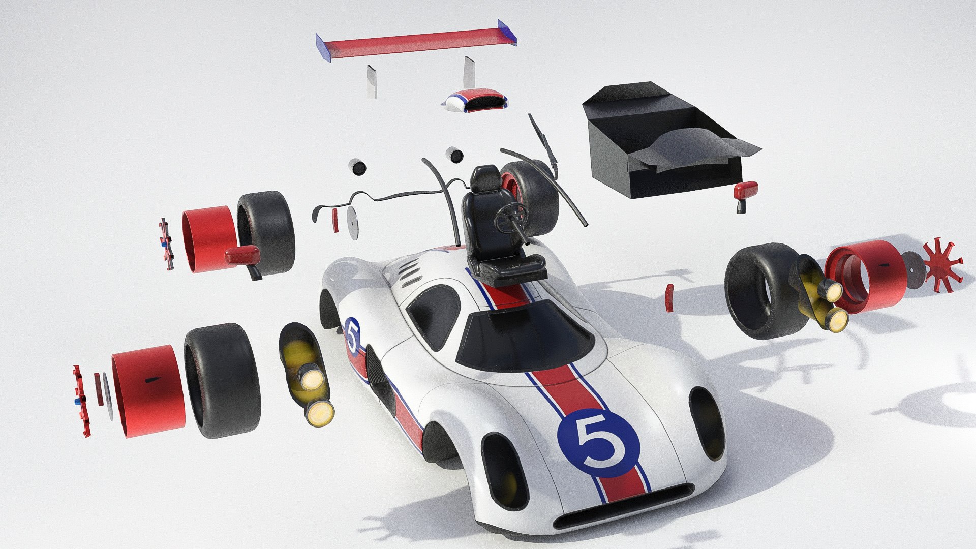 3D Low Poly Concept Racer Cars Le Mans Style - TurboSquid 2069540