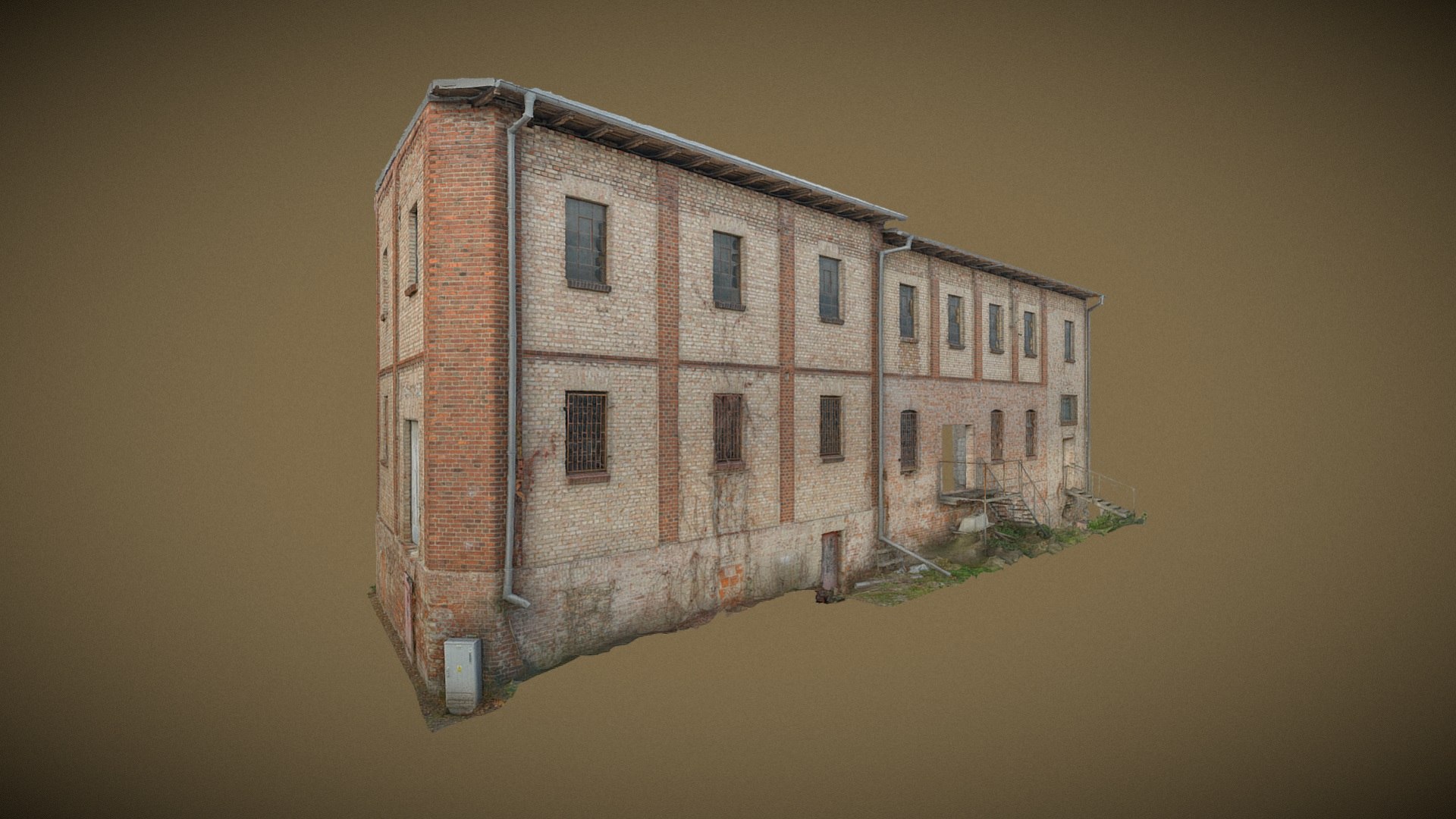 Brick facade of an abandoned warehouse 3D model - TurboSquid 2170616