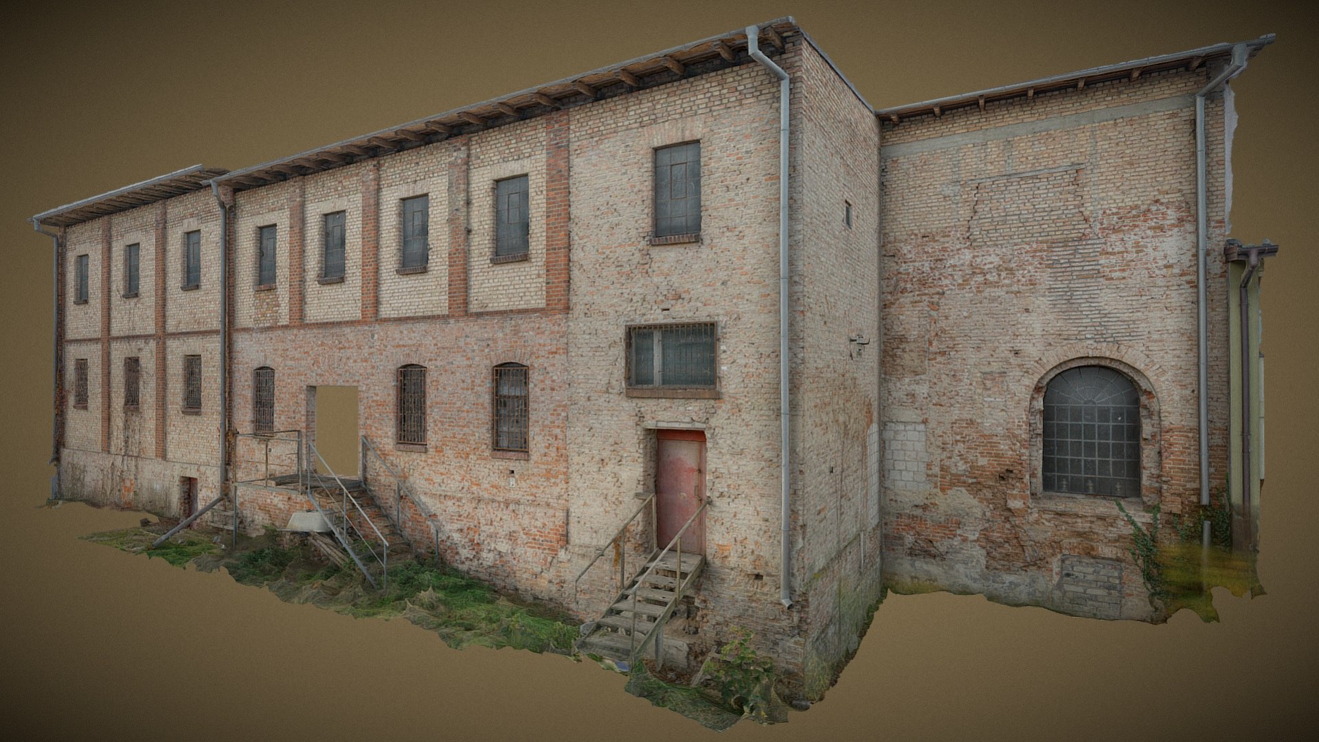 Brick facade of an abandoned warehouse 3D model - TurboSquid 2170616