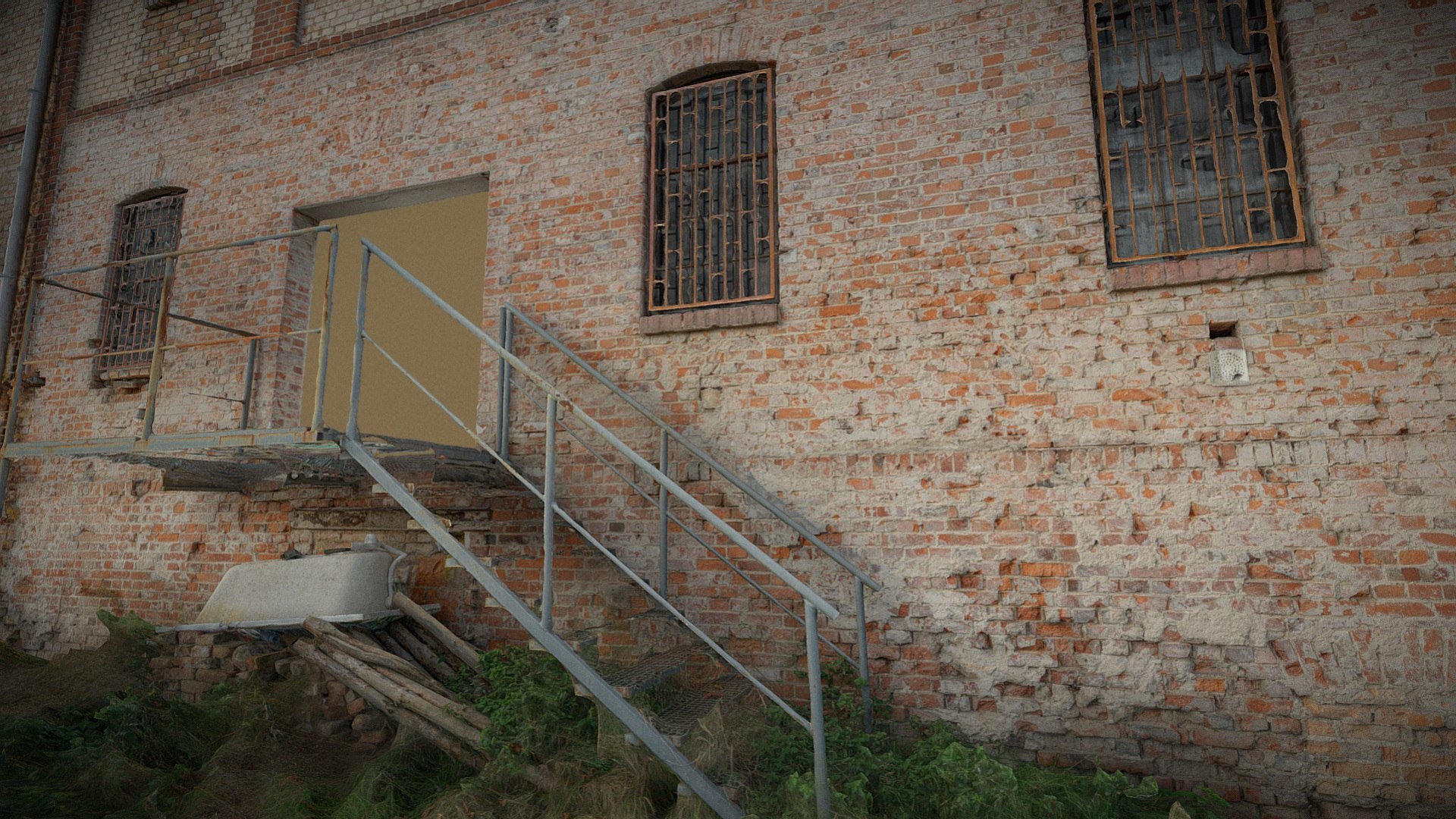 Brick facade of an abandoned warehouse 3D model - TurboSquid 2170616