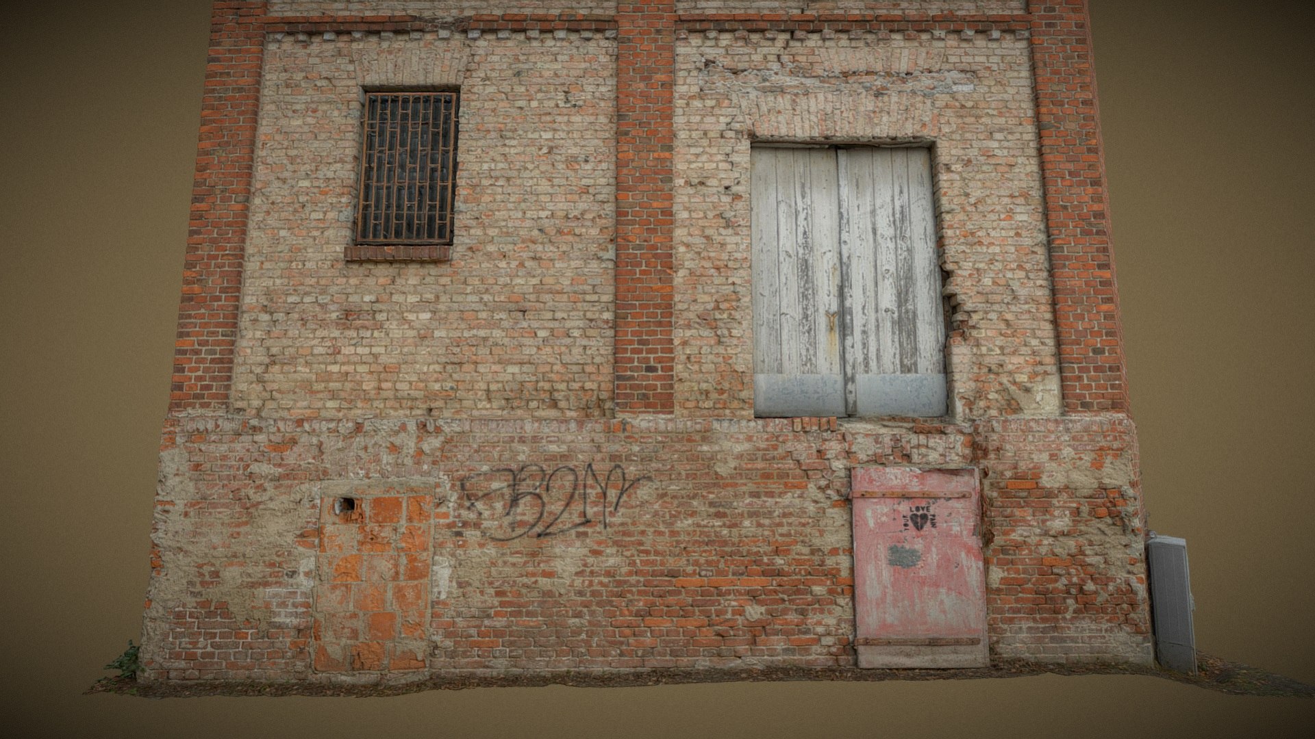 Brick facade of an abandoned warehouse 3D model - TurboSquid 2170616