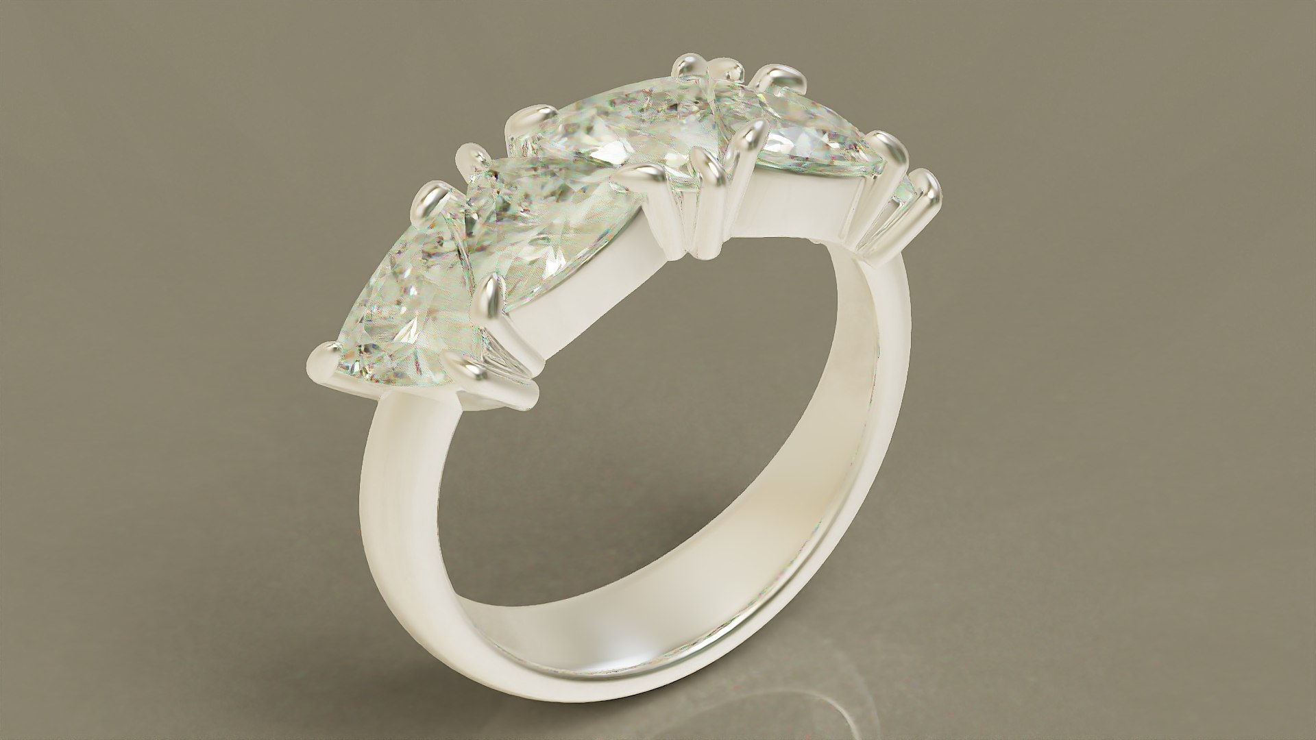 Prong Set Trillion Shape Diamond Five Stone Ring 3D Model - TurboSquid ...