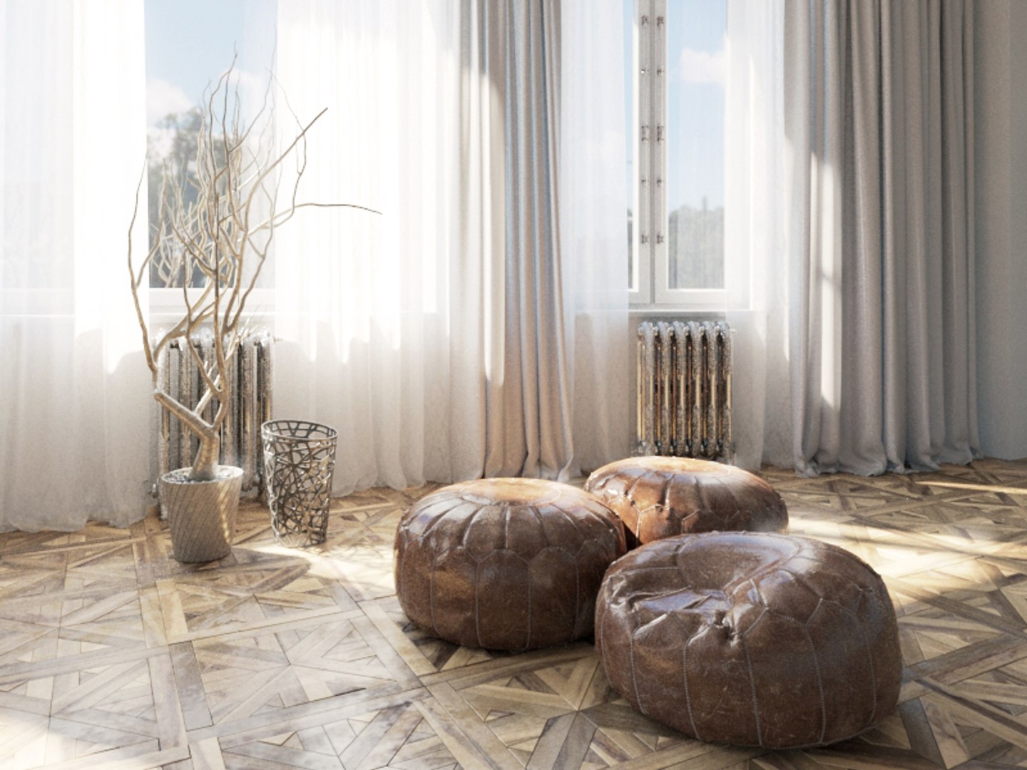 3dsmax Pouffes Design