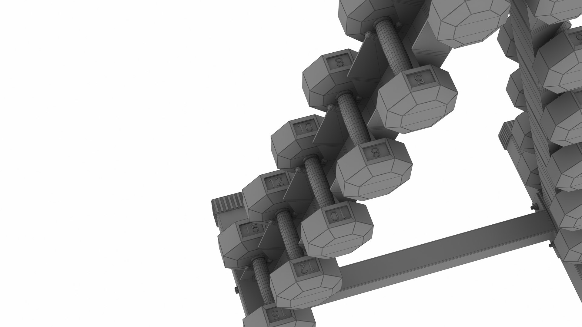 3D Model GYM Dumbbell Rack With Dumbbell Set 02 - TurboSquid 1827295