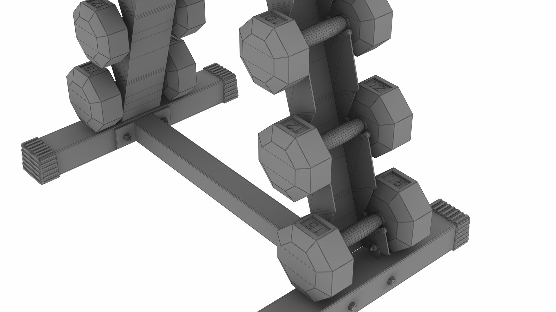 3D Model GYM Dumbbell Rack With Dumbbell Set 02 - TurboSquid 1827295