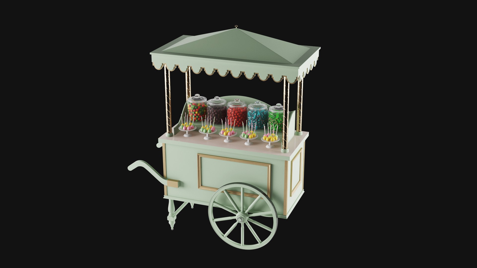 Candy Cart With Sweets 3D - TurboSquid 2218216