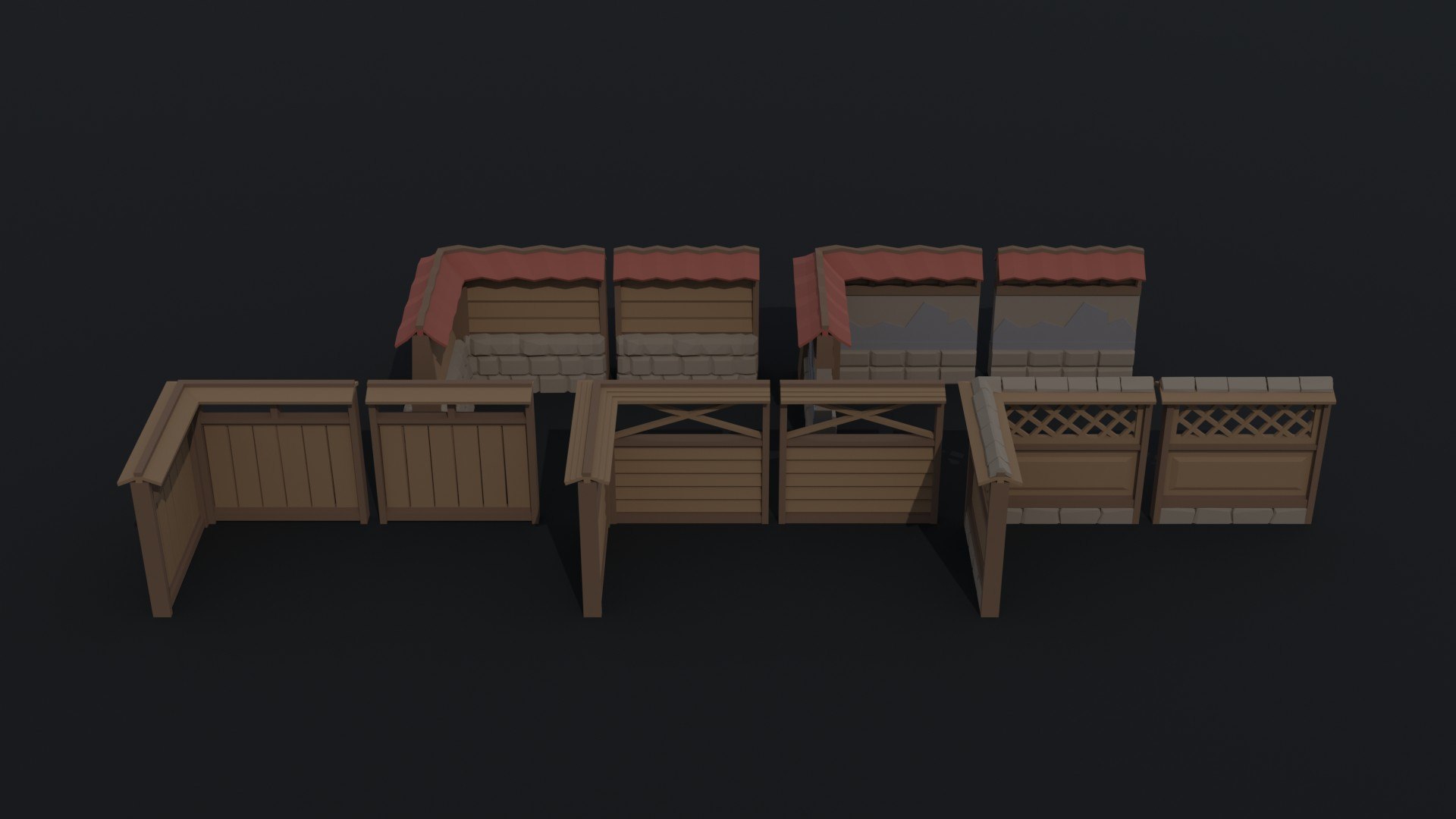 Low-poly Cartoon Fantasy Asion Fence Polygonal 3D Model - TurboSquid ...