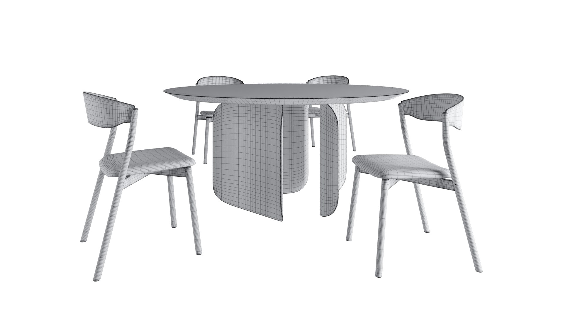 Miniforms Barry Table And Tube Dining Chair 3D Model - TurboSquid 2157722