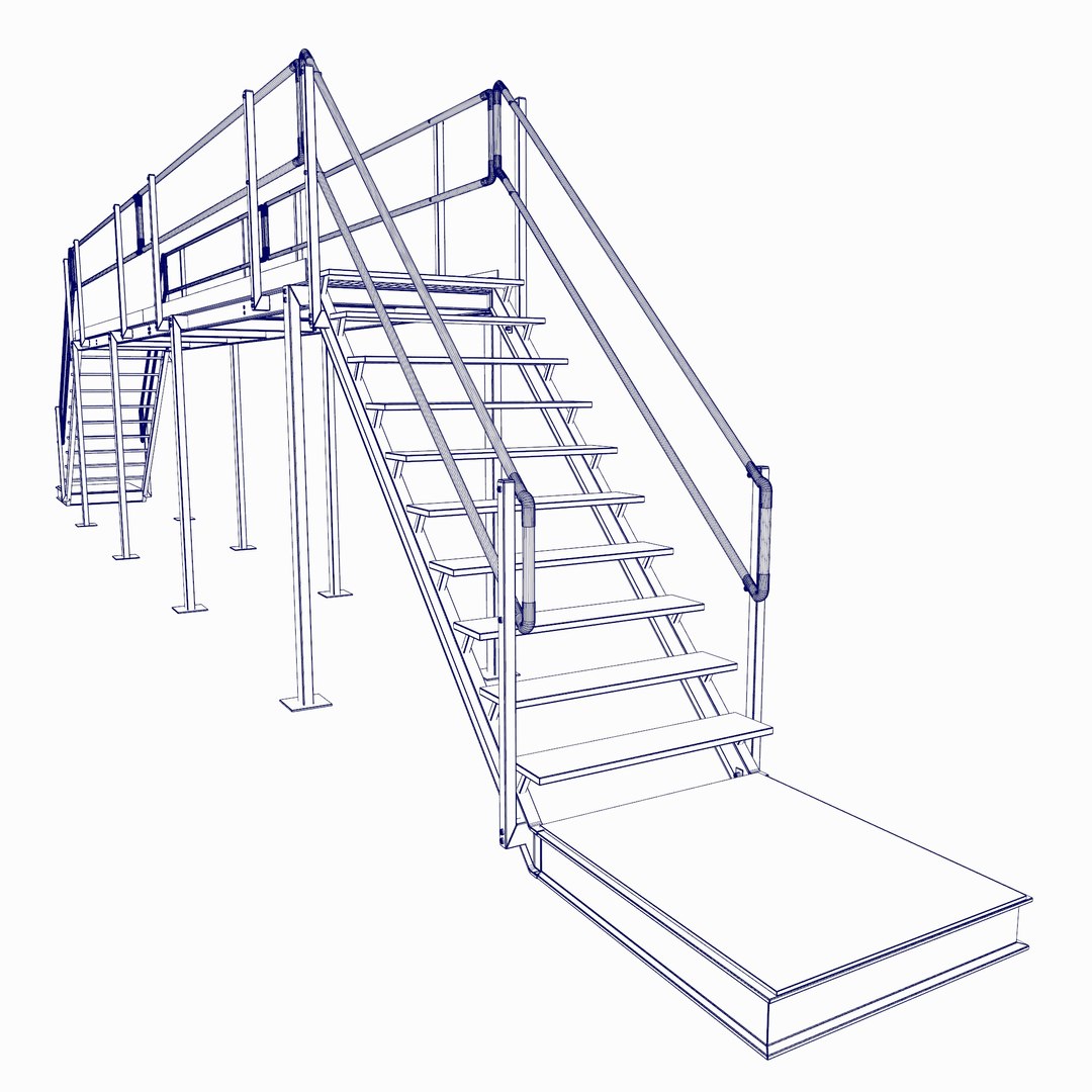 Industrial Catwalk Walkway Stairs 3D Model - TurboSquid 2412108
