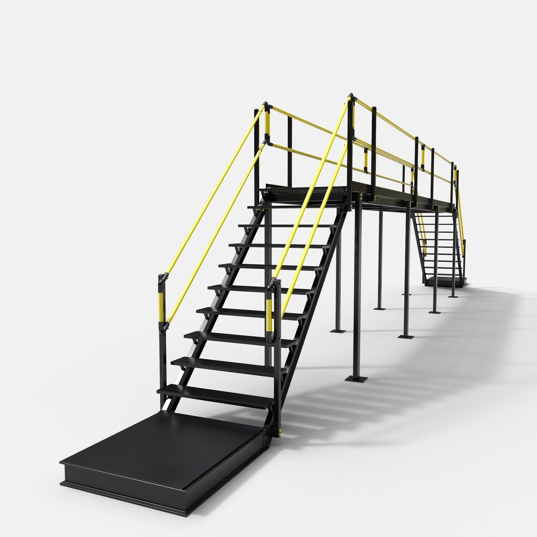 Industrial Catwalk Walkway Stairs 3D Model - TurboSquid 2412108
