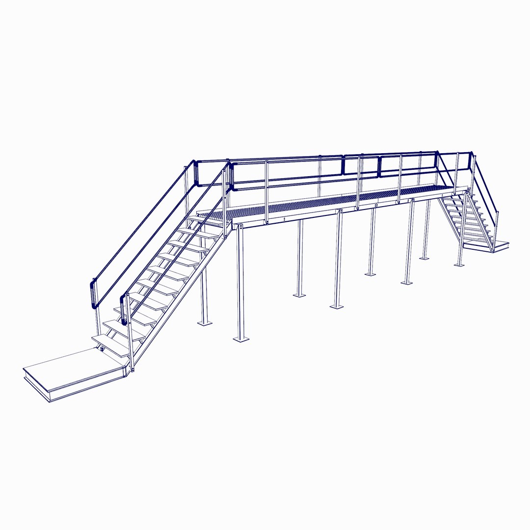 Industrial Catwalk Walkway Stairs 3D Model - TurboSquid 2412108
