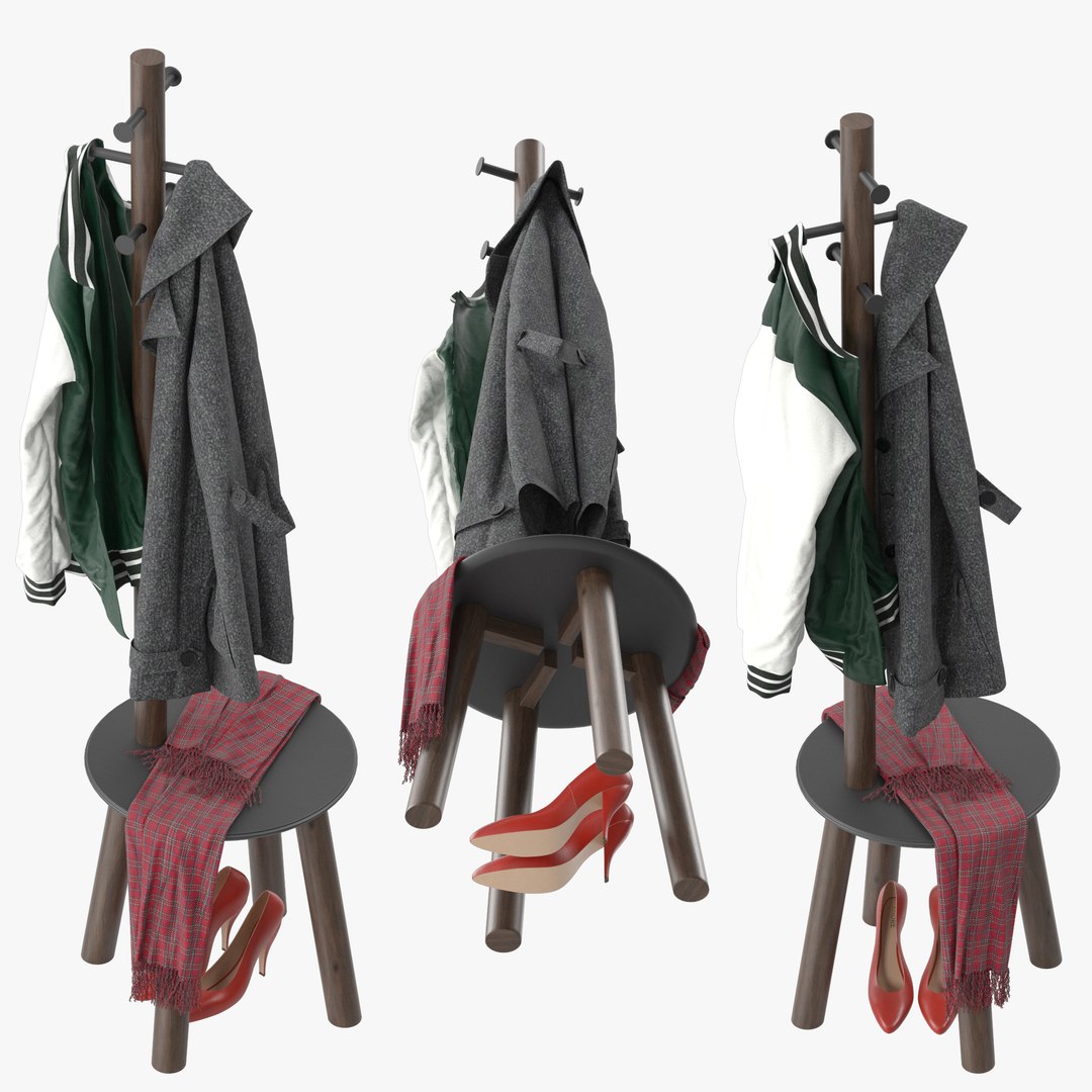3D Model Pillar Stool And Coat Rack - TurboSquid 1986268