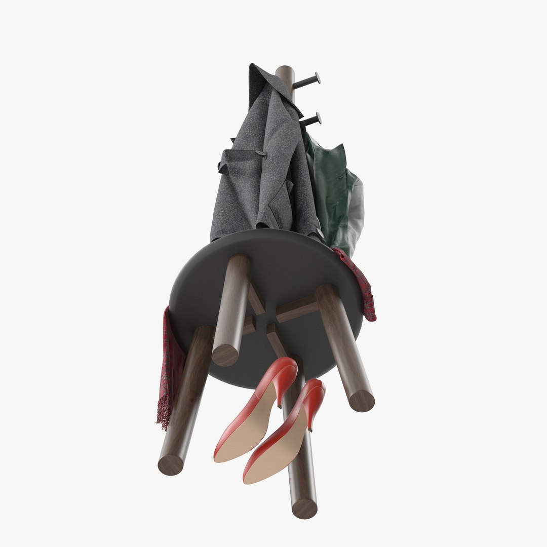 3D Model Pillar Stool And Coat Rack - TurboSquid 1986268