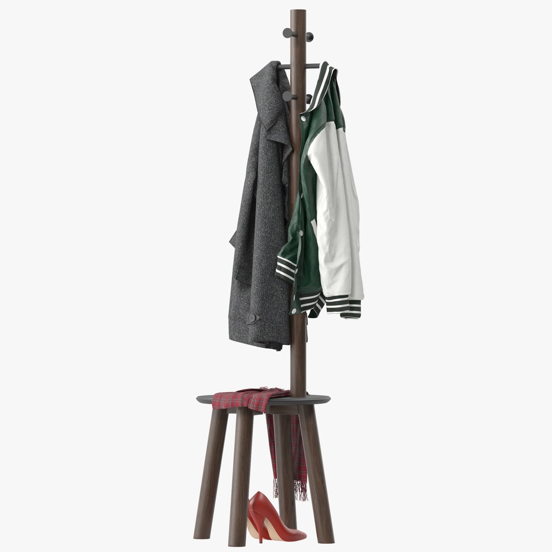 3D Model Pillar Stool And Coat Rack - TurboSquid 1986268