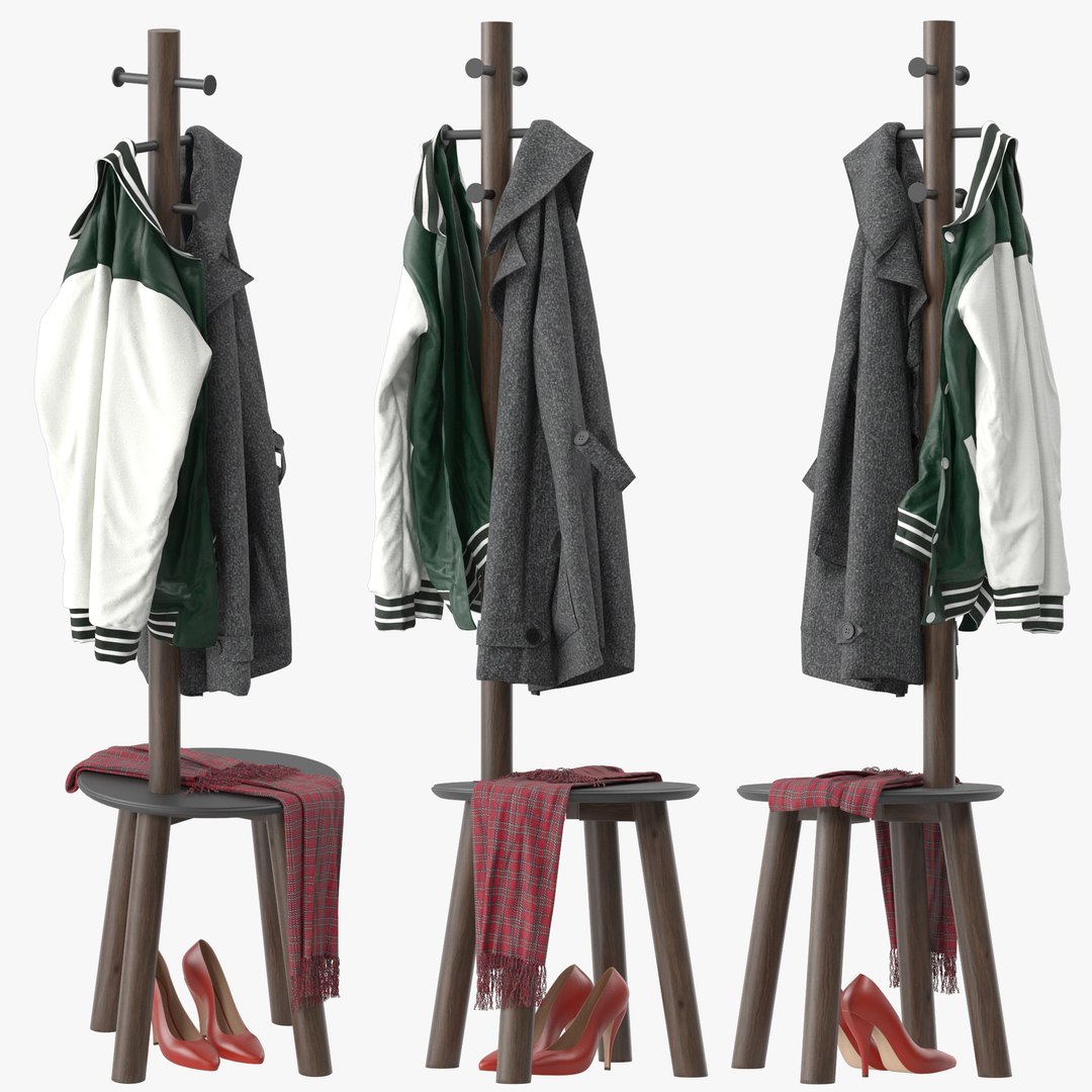 3D Model Pillar Stool And Coat Rack - TurboSquid 1986268