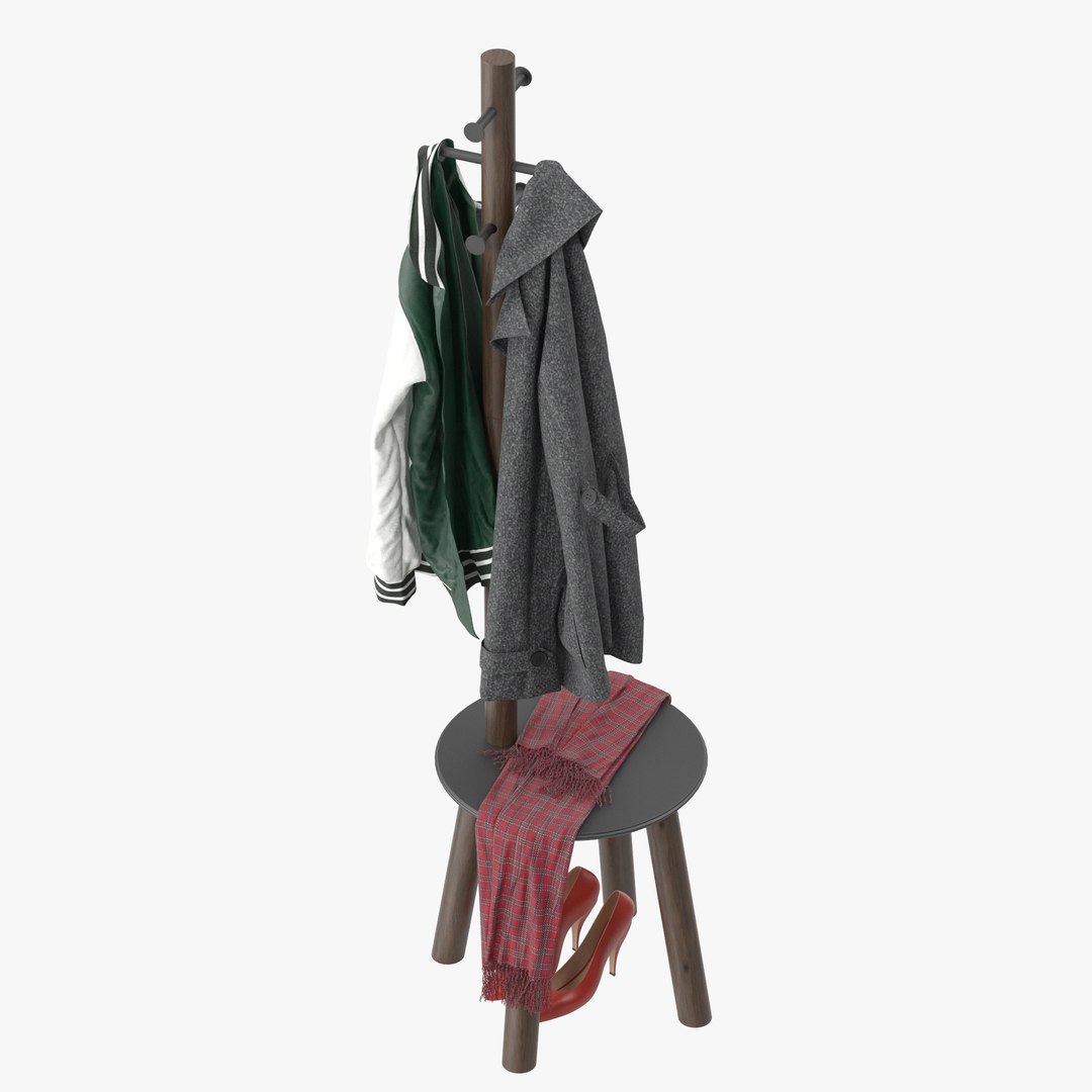 3D Model Pillar Stool And Coat Rack - TurboSquid 1986268