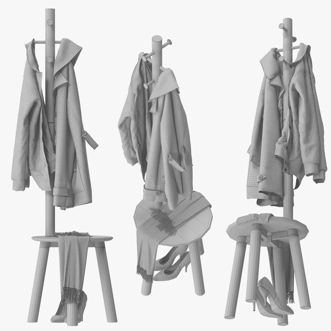 3D Model Pillar Stool And Coat Rack - TurboSquid 1986268