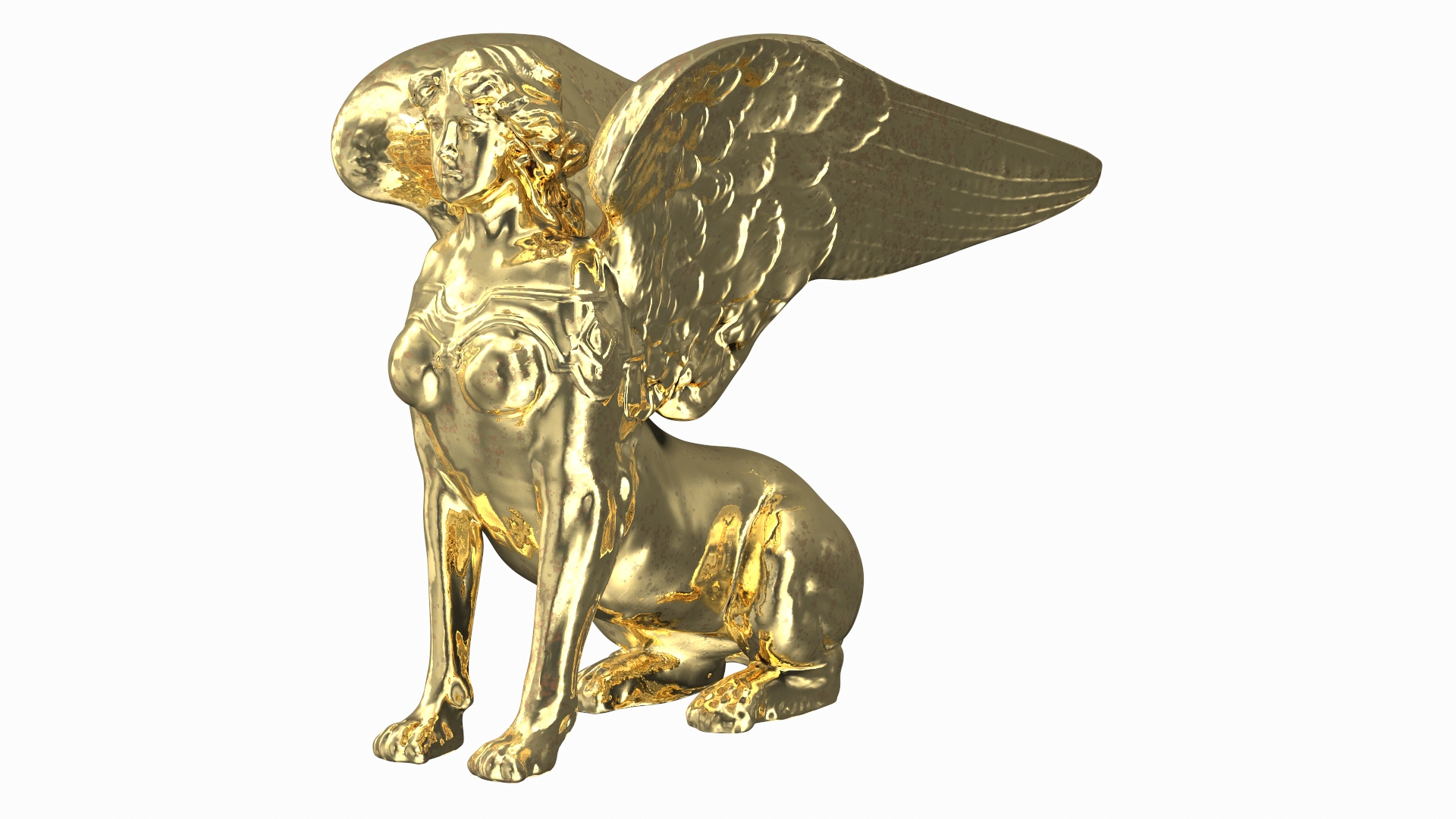 3D Winged Sphinx Gold Sculpture Model - TurboSquid 1851752