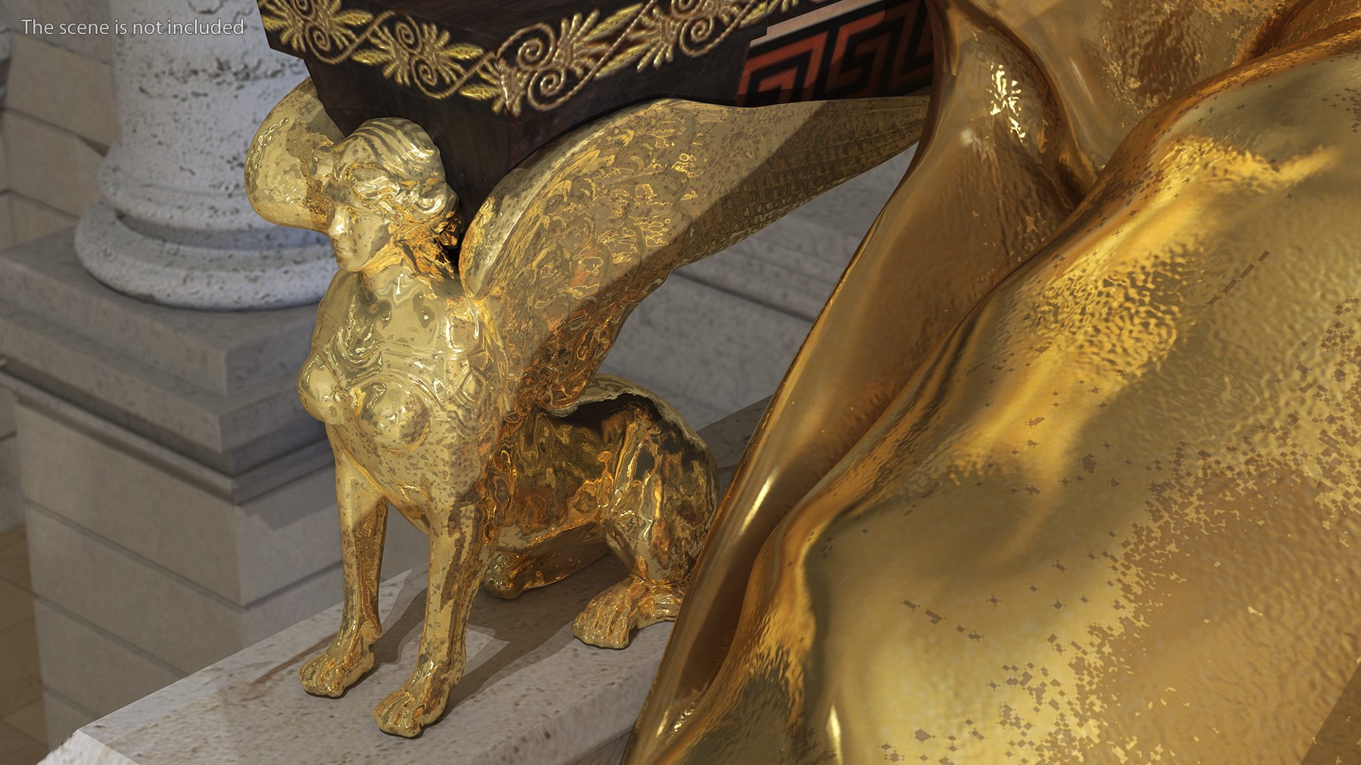 3D Winged Sphinx Gold Sculpture Model - TurboSquid 1851752