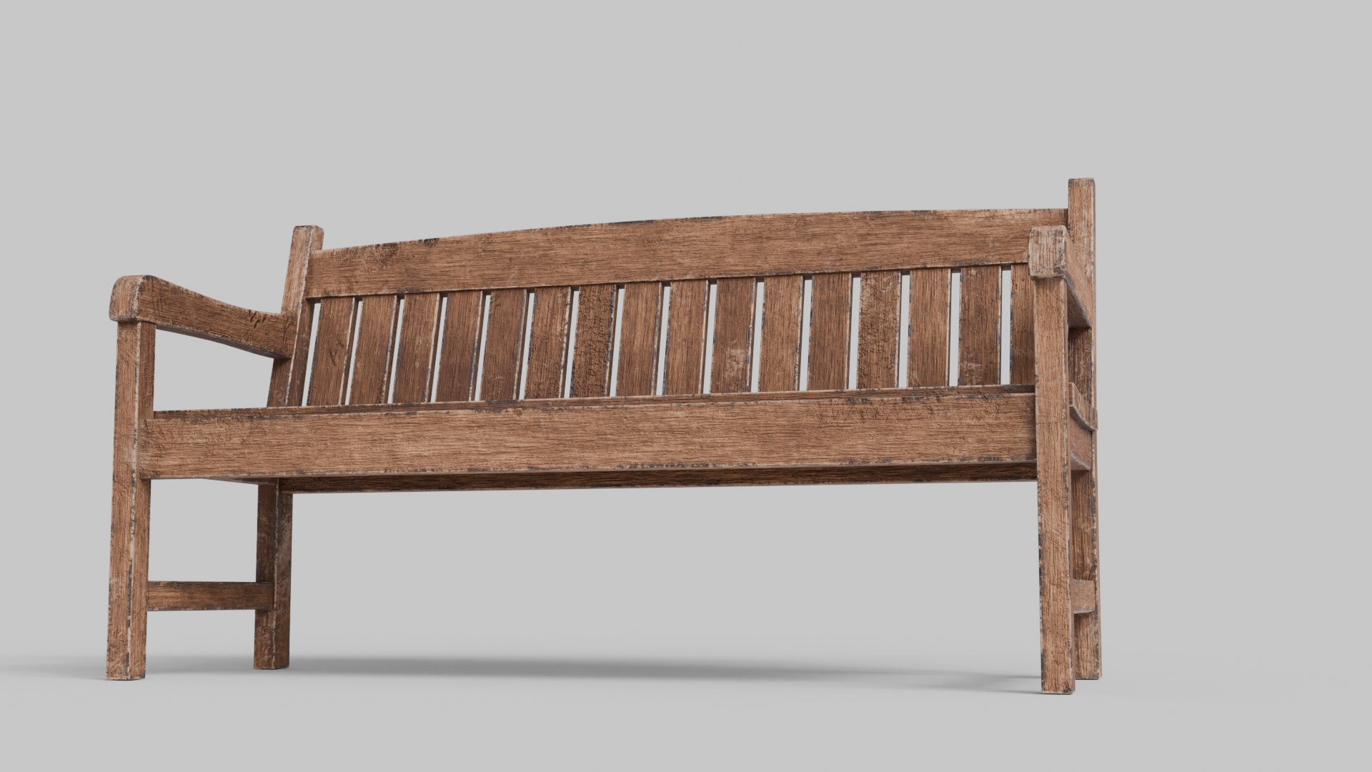 Old Wood Street Bench 3D Model With PBR Texture 3D Model 3D Model ...