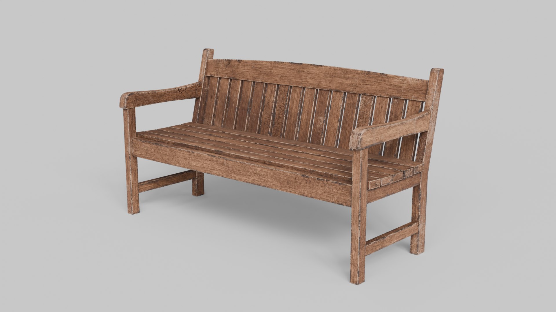 Old Wood Street Bench 3D Model With PBR Texture 3D Model 3D Model ...