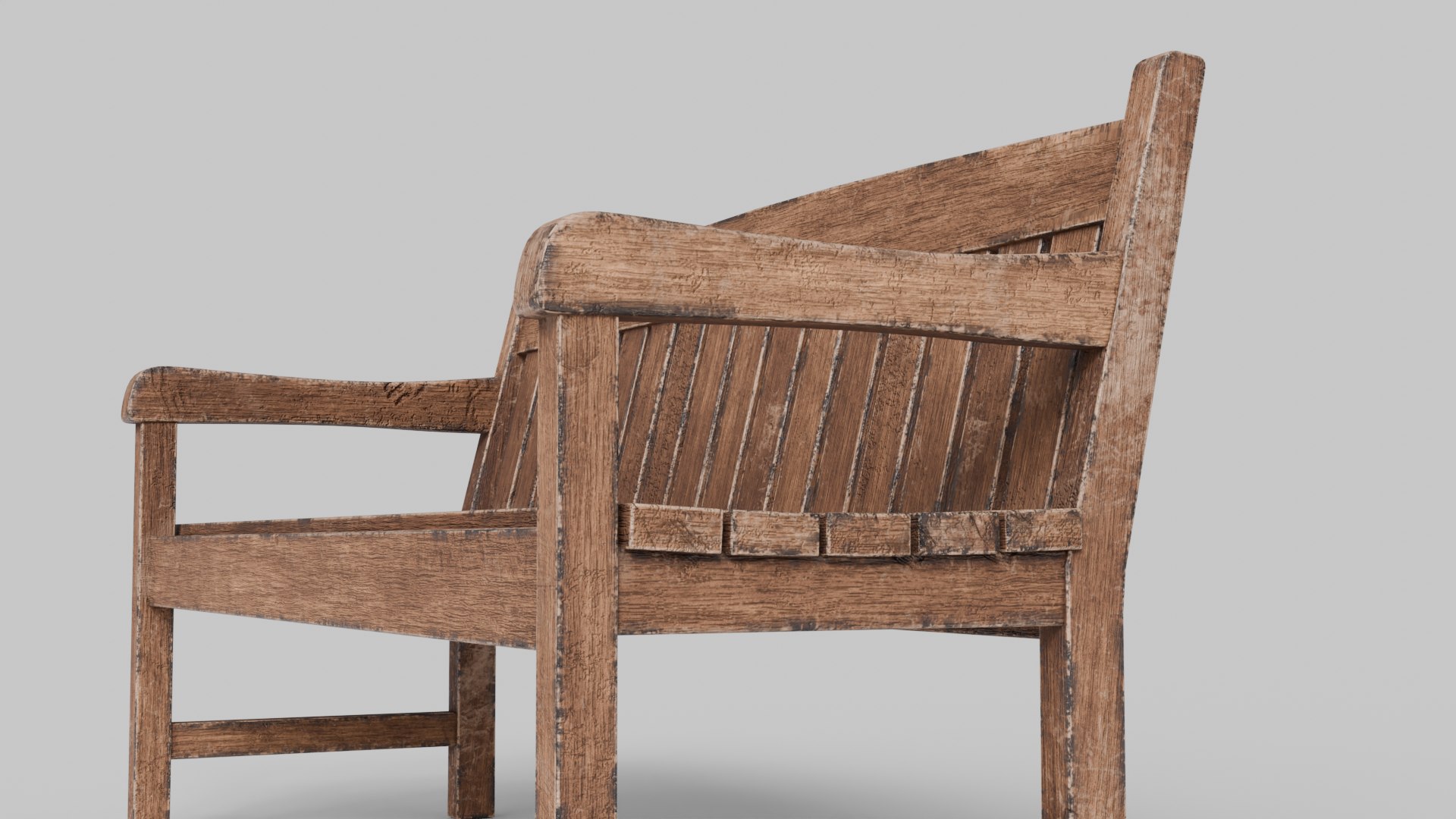 Old Wood Street Bench 3D Model With PBR Texture 3D Model 3D Model ...