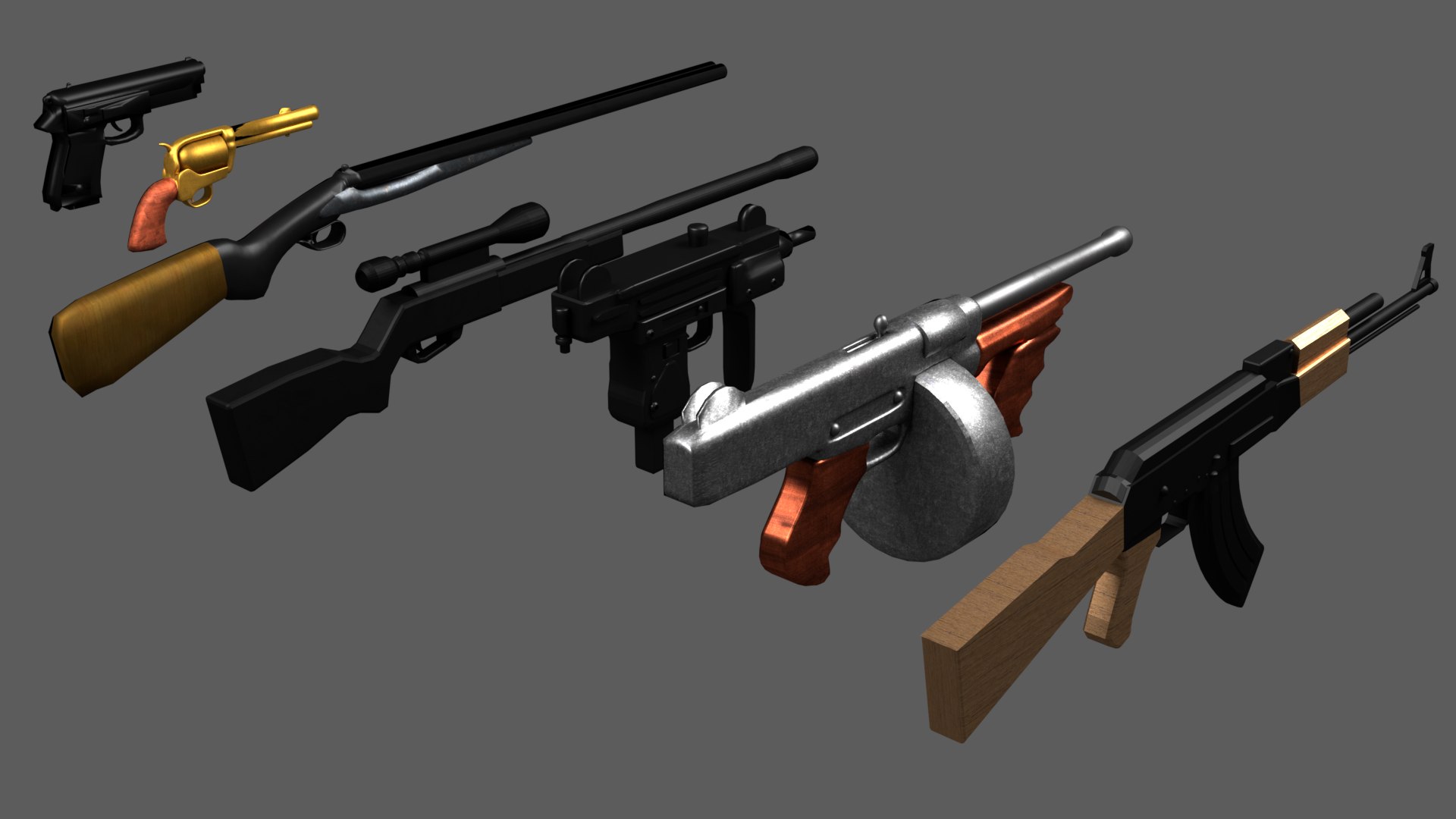 3D Gun Pack Model - TurboSquid 1798571