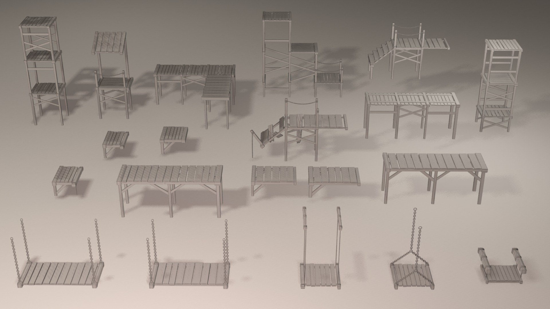 3D Wooden Platforms Modular Collection - TurboSquid 1977694