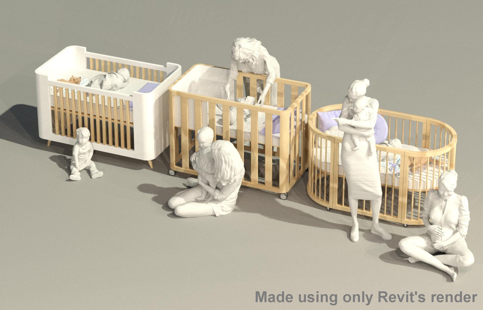 People - Family - Baby And Baby Cot 3D - TurboSquid 1836215