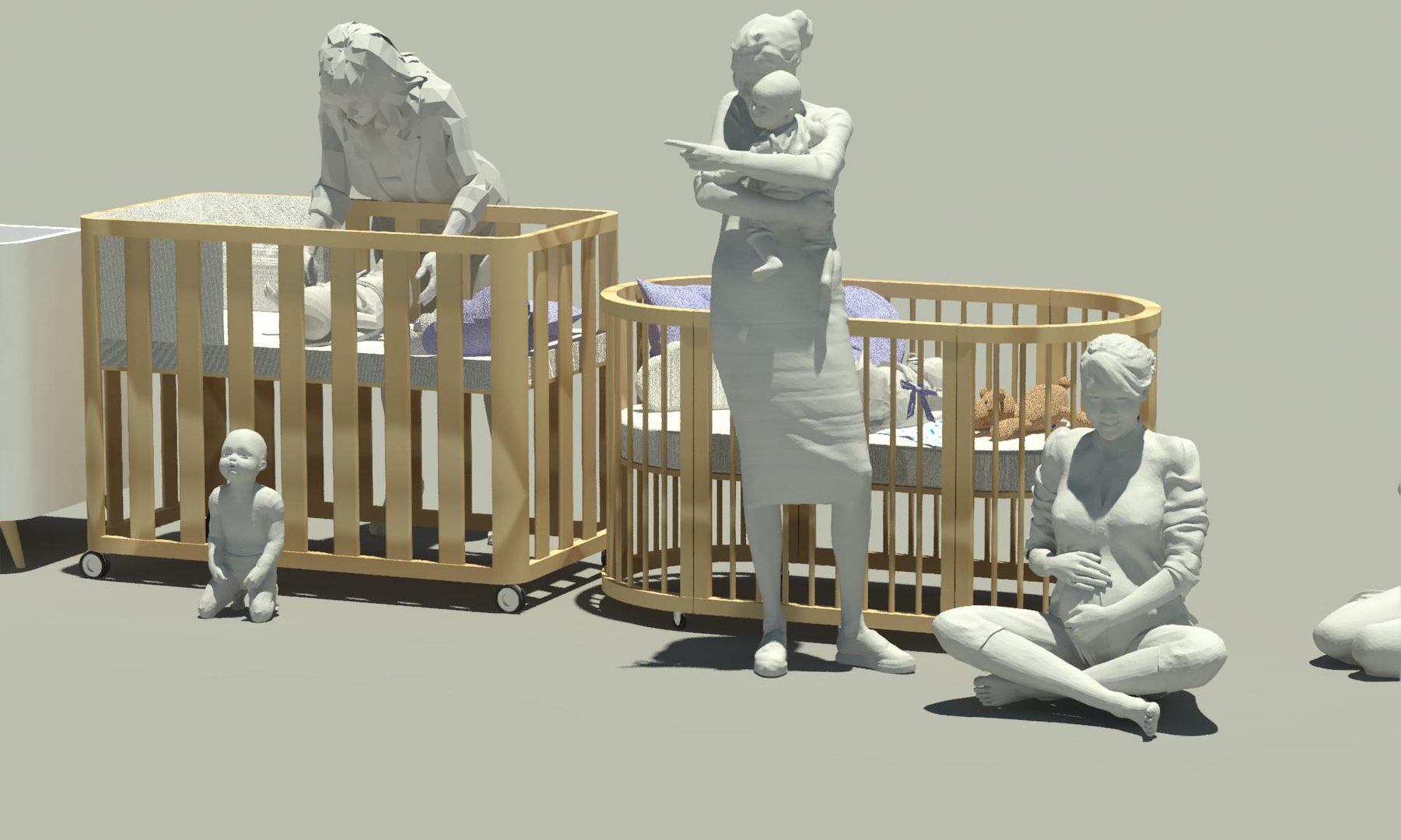 People - Family - Baby And Baby Cot 3D - TurboSquid 1836215
