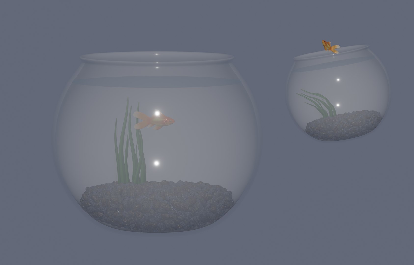 3D Round Aquarium With GoldFish Model - TurboSquid 2199029